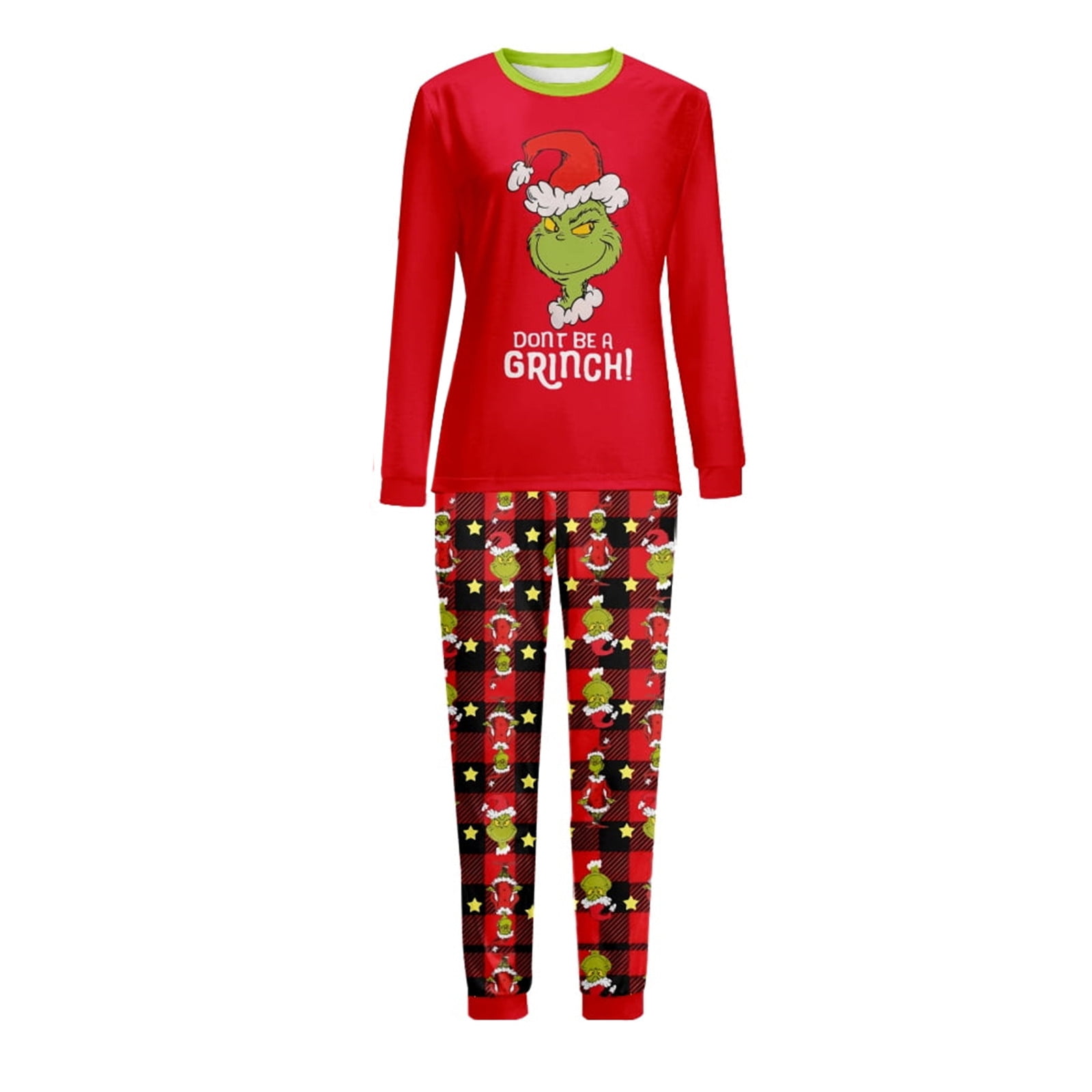 Grinch-Themed Pajamas Tops+Pants Festive Holiday Pajama Set for Kids ...
