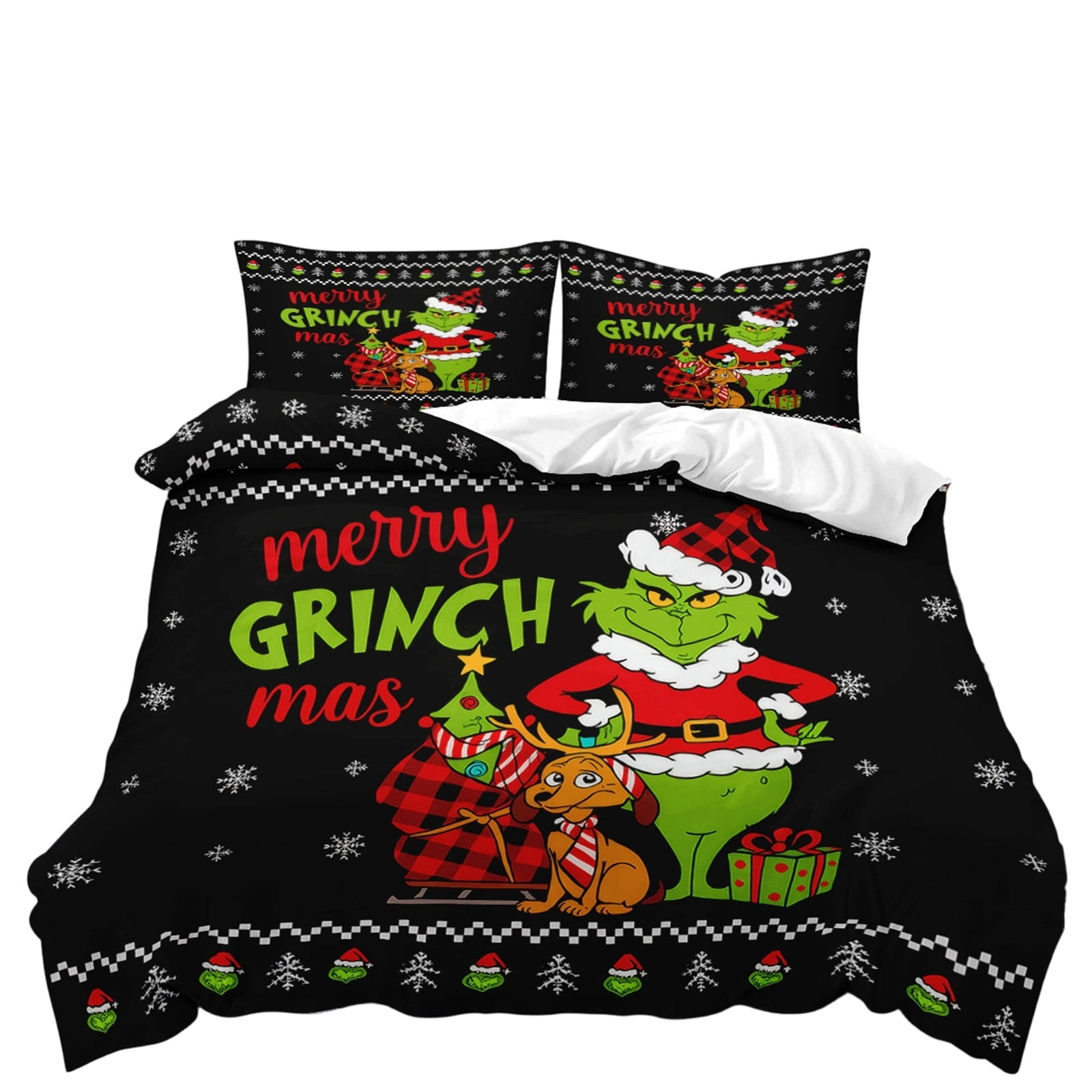 Grinch Three Piece Bedding Set With Christmas Elements, Unique Ip Style ...