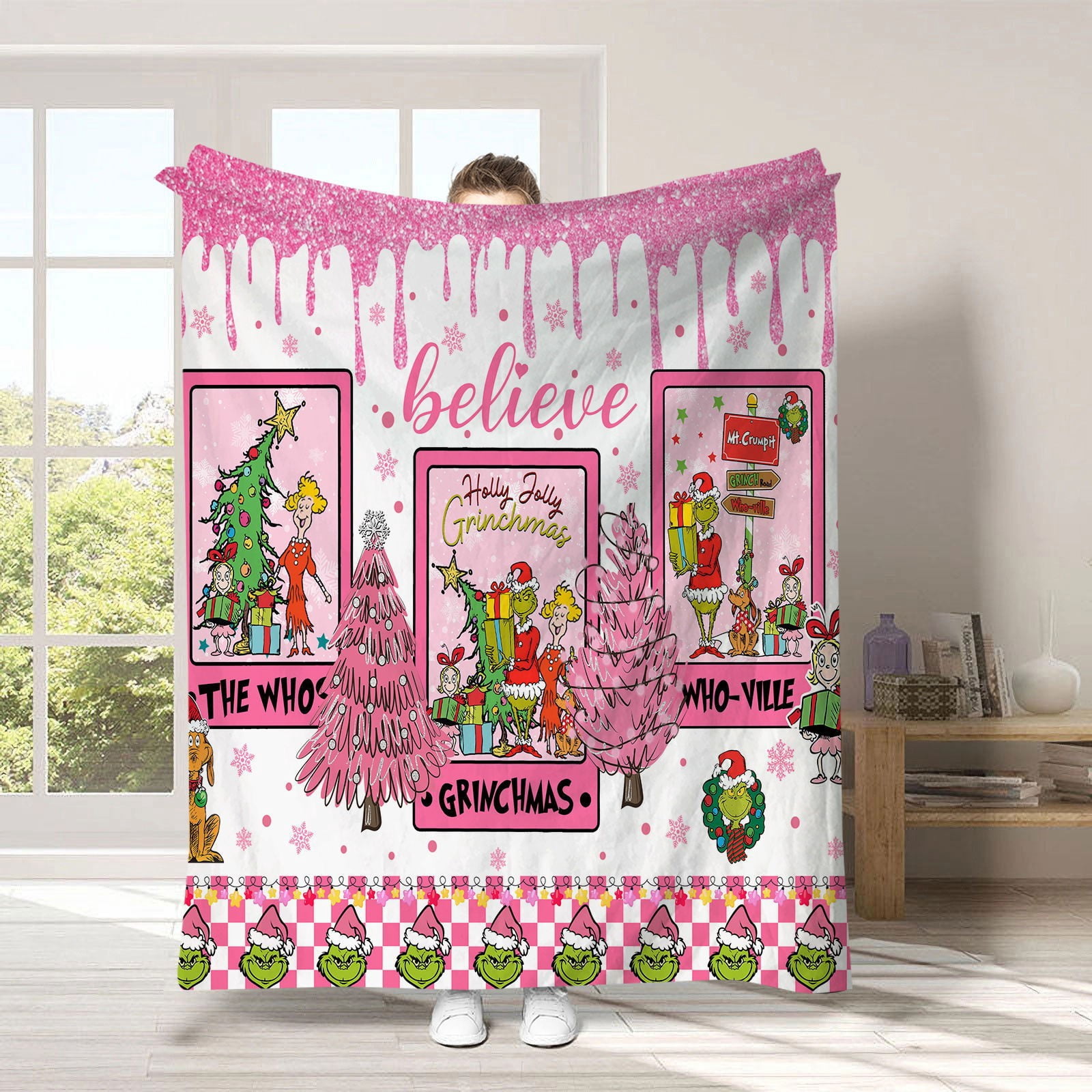 Grinch Throw Blanket Christmas, Couch Blanket Flannel Grinch Blankets ...