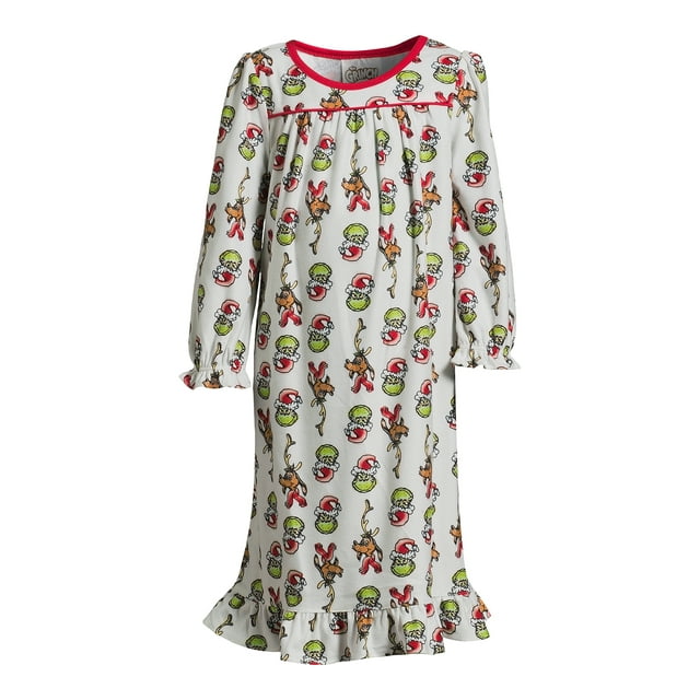 Grinch Toddler Girls Long Sleeve Character Sleep Gown Pajama, Sizes 2T ...
