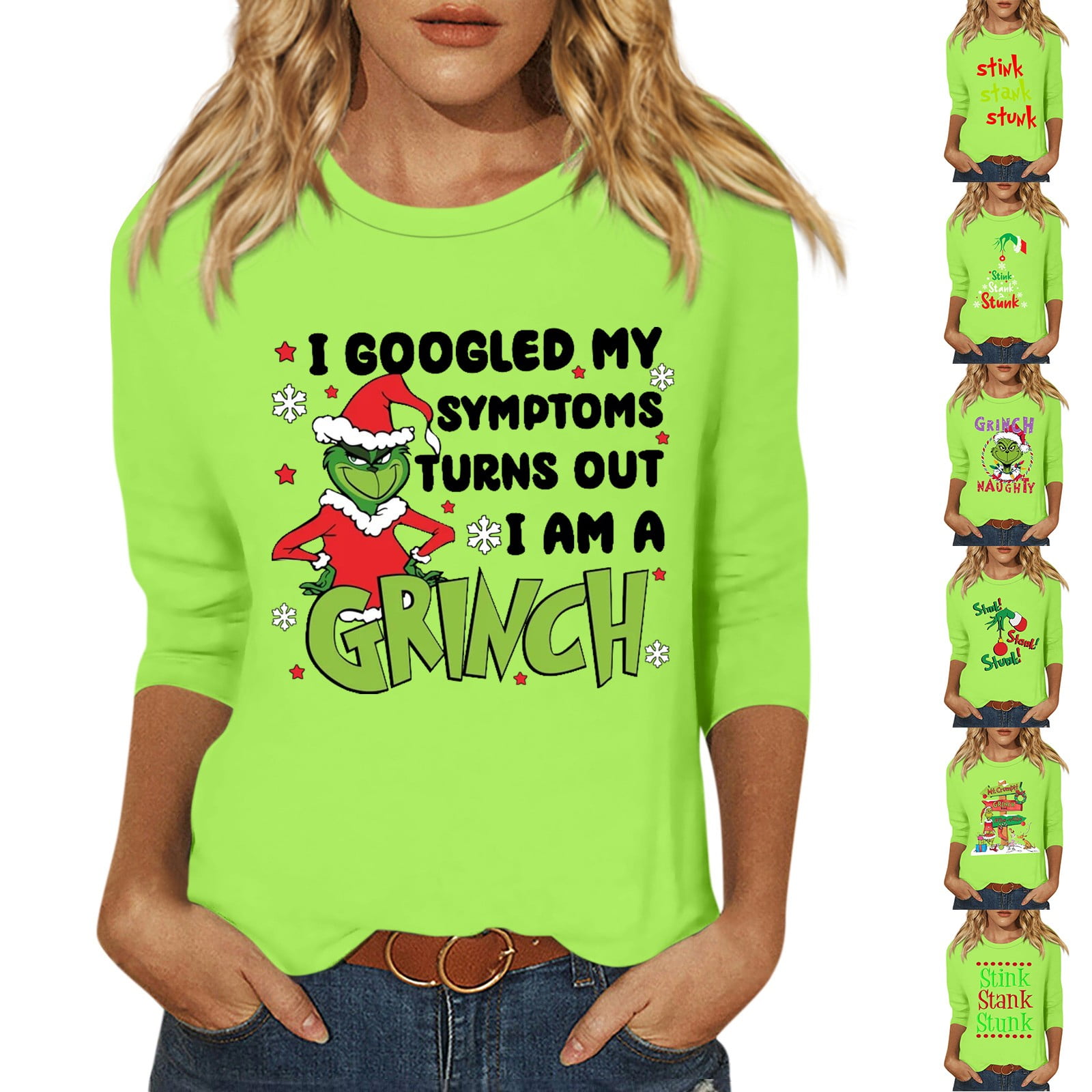 Grinch Tops Christmas Costume - Matching Pullover 3/4 Sleeve Shirts For ...