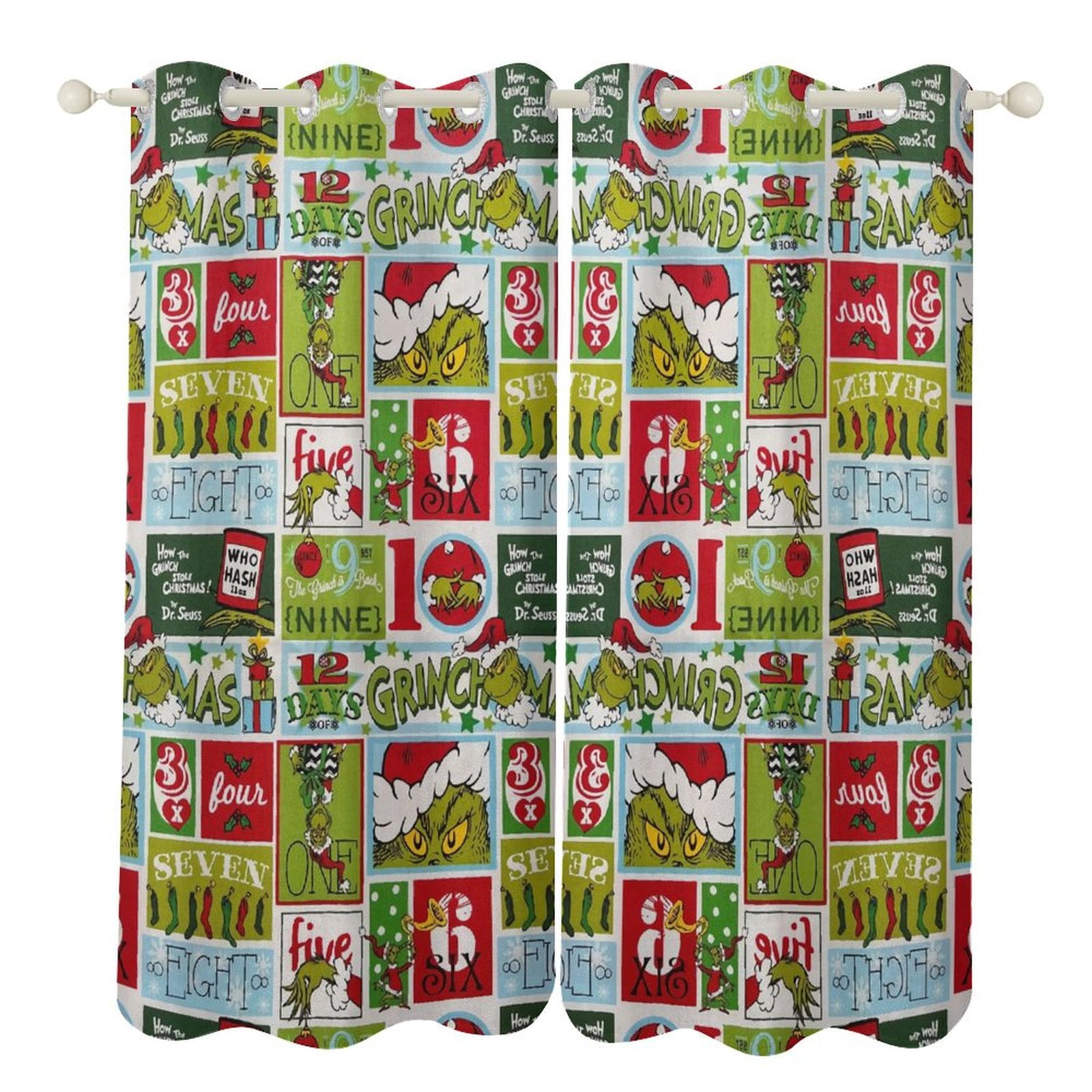 Grinch Twelve Days of Christmas Kids Curtains 52 X 84 Inch,Cartoon ...