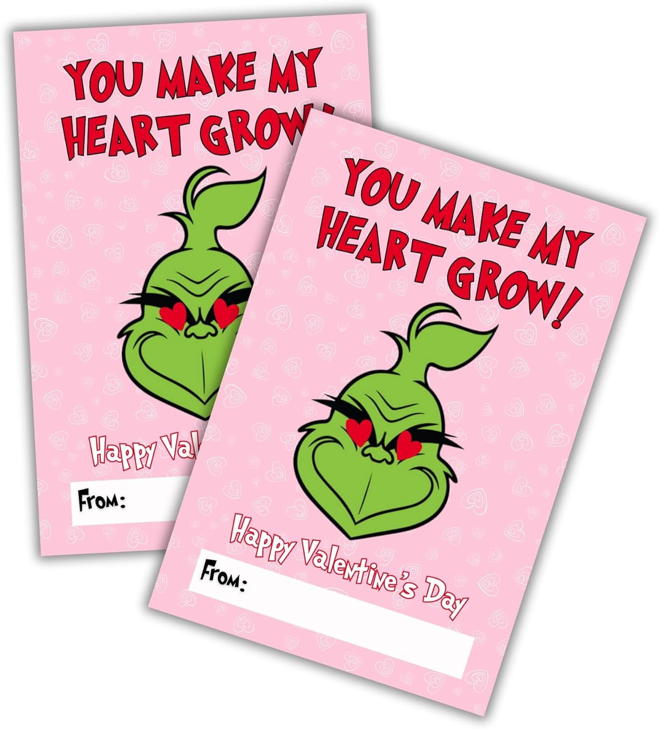 Grinch Valentines Day Class Cards 30 pack 4x6 inches for Kids School Be ...