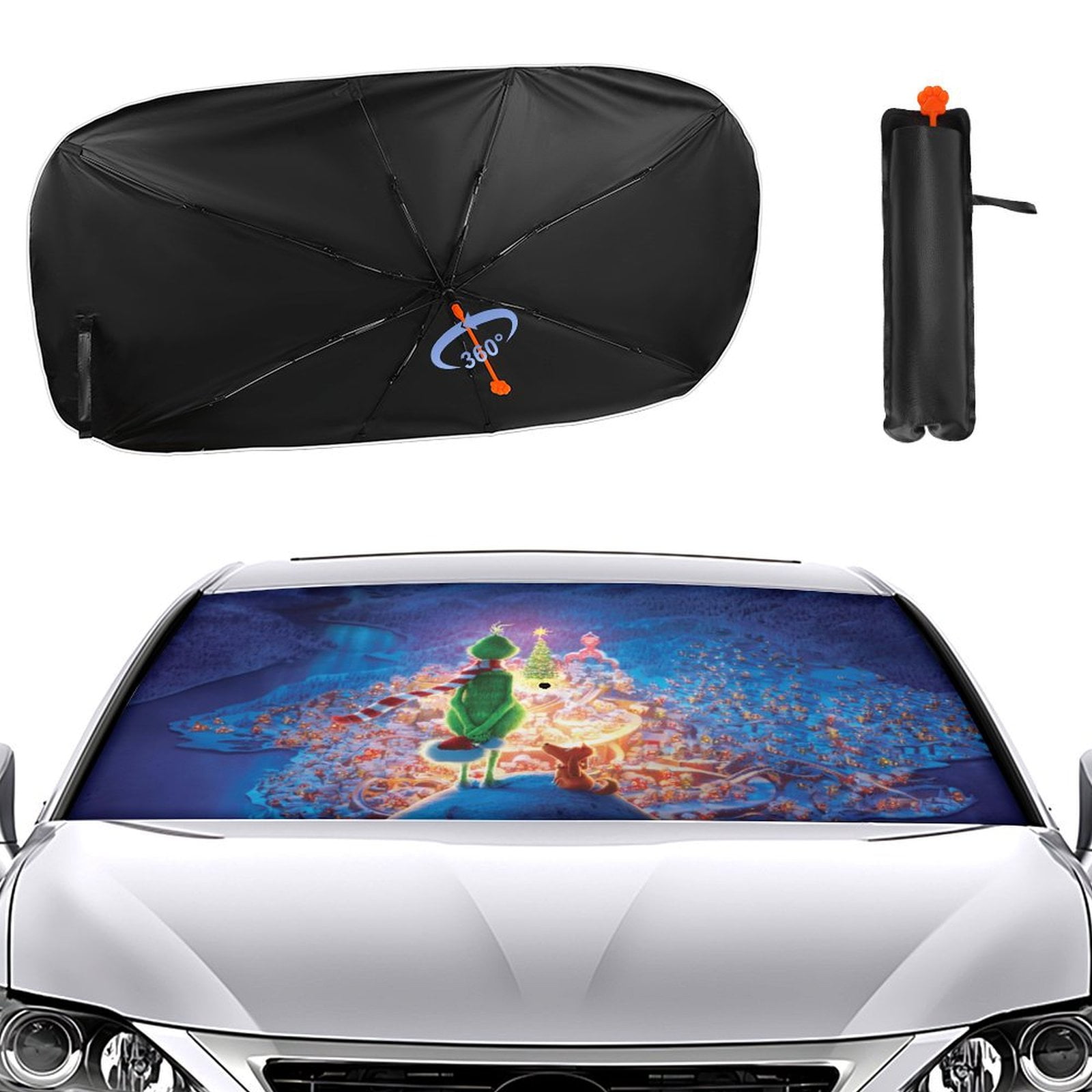 Grinch Windshield Sun Shade Umbrella - Foldable Car Window Shades ...