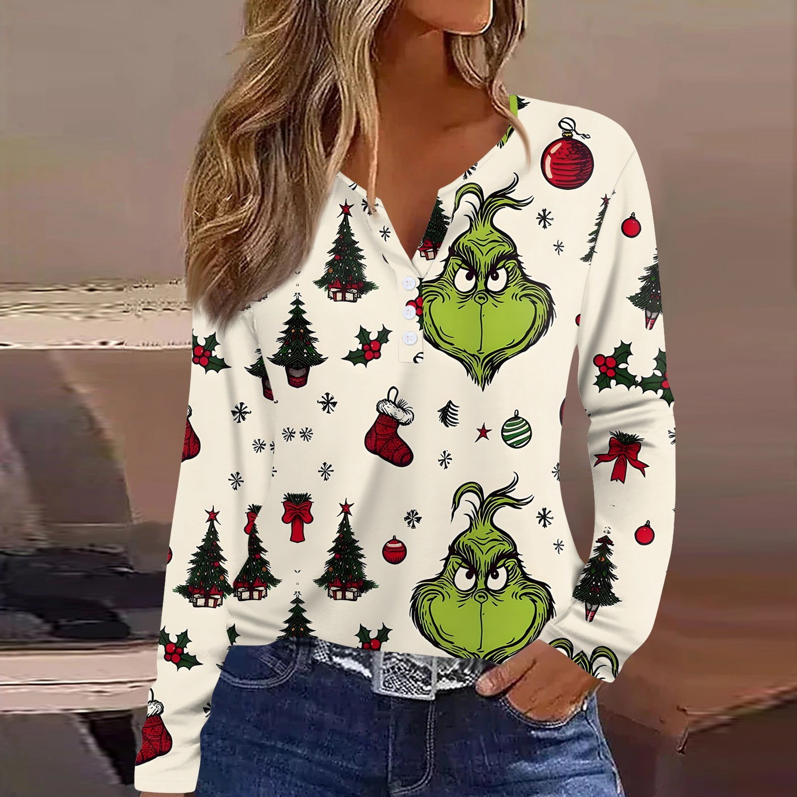 Grinch Womens Tunic Tops,Grinch Womens Fall Clothes,Grinch Sweatshirt ...