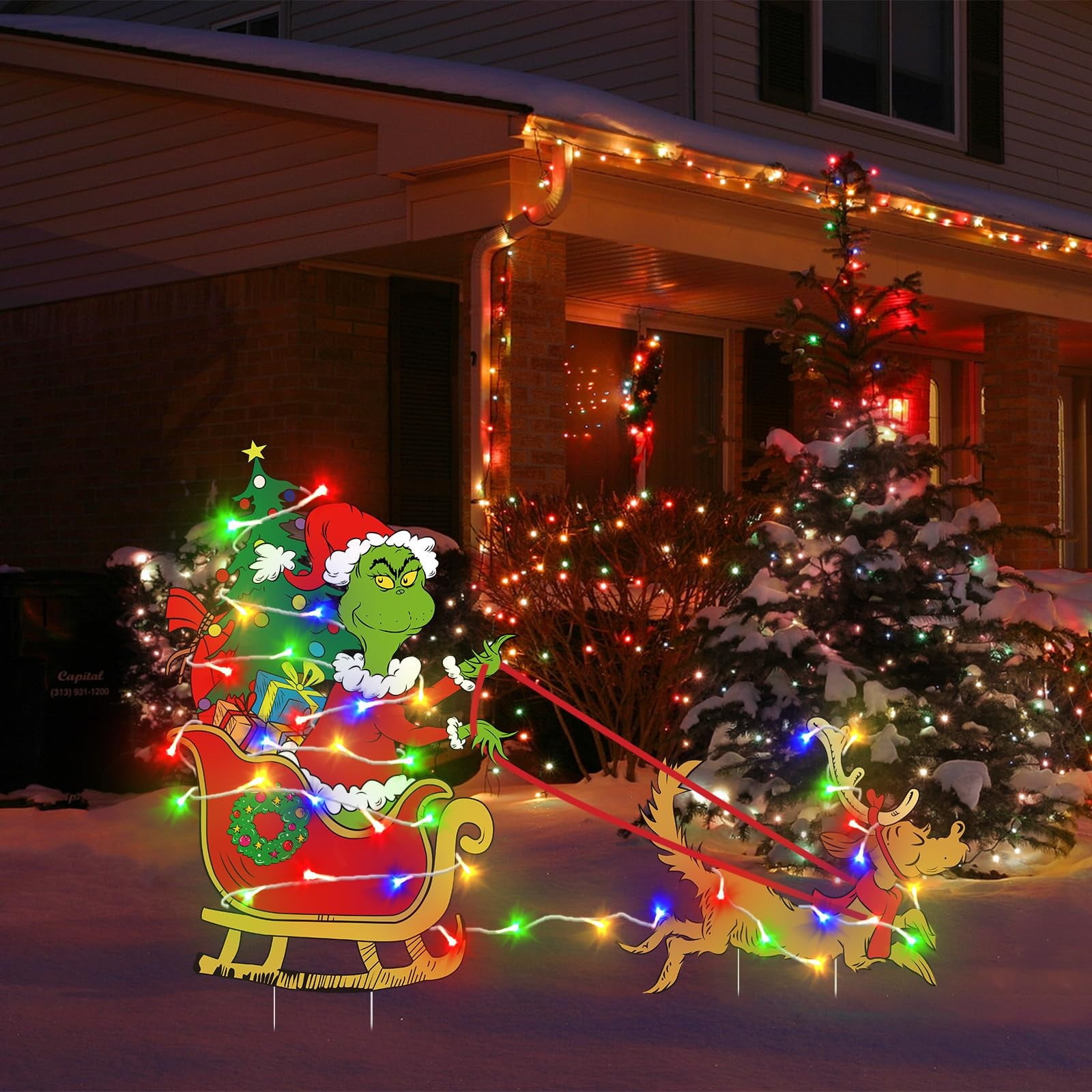 Grinch Yard Decor Lighted, Grinch Yard Sign Christmas Yard Decorations ...