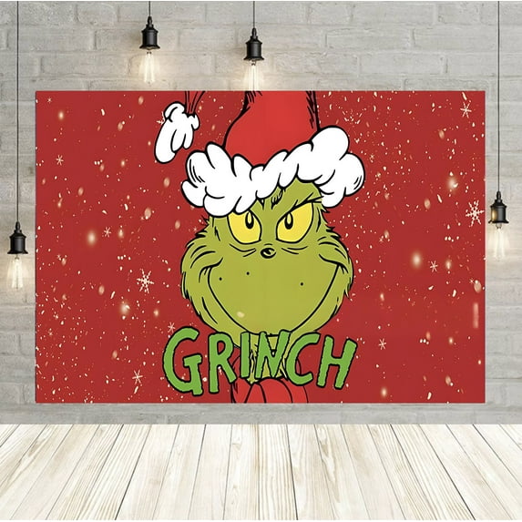 Grinch backdrop, 60x40 inch Grinch Christmas party backdrop decorations ...