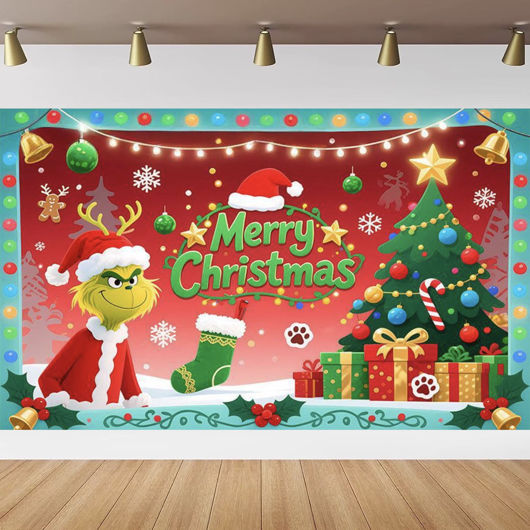 Grinch backdrop, 60x40 inch Grinch Christmas party backdrop, suitable ...