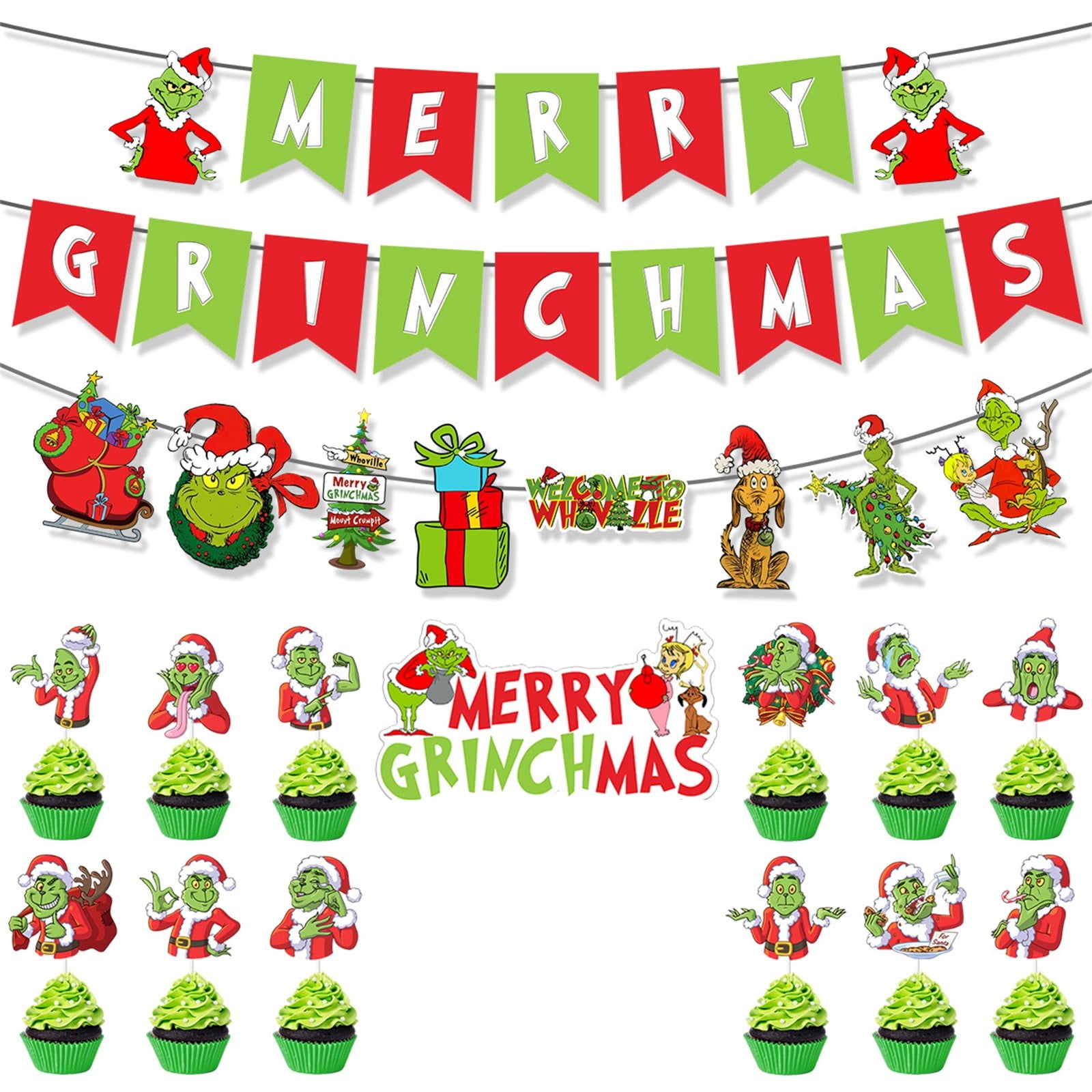 Grinch christmas decorations Christmas Garland Arch Kit Red Banners ...