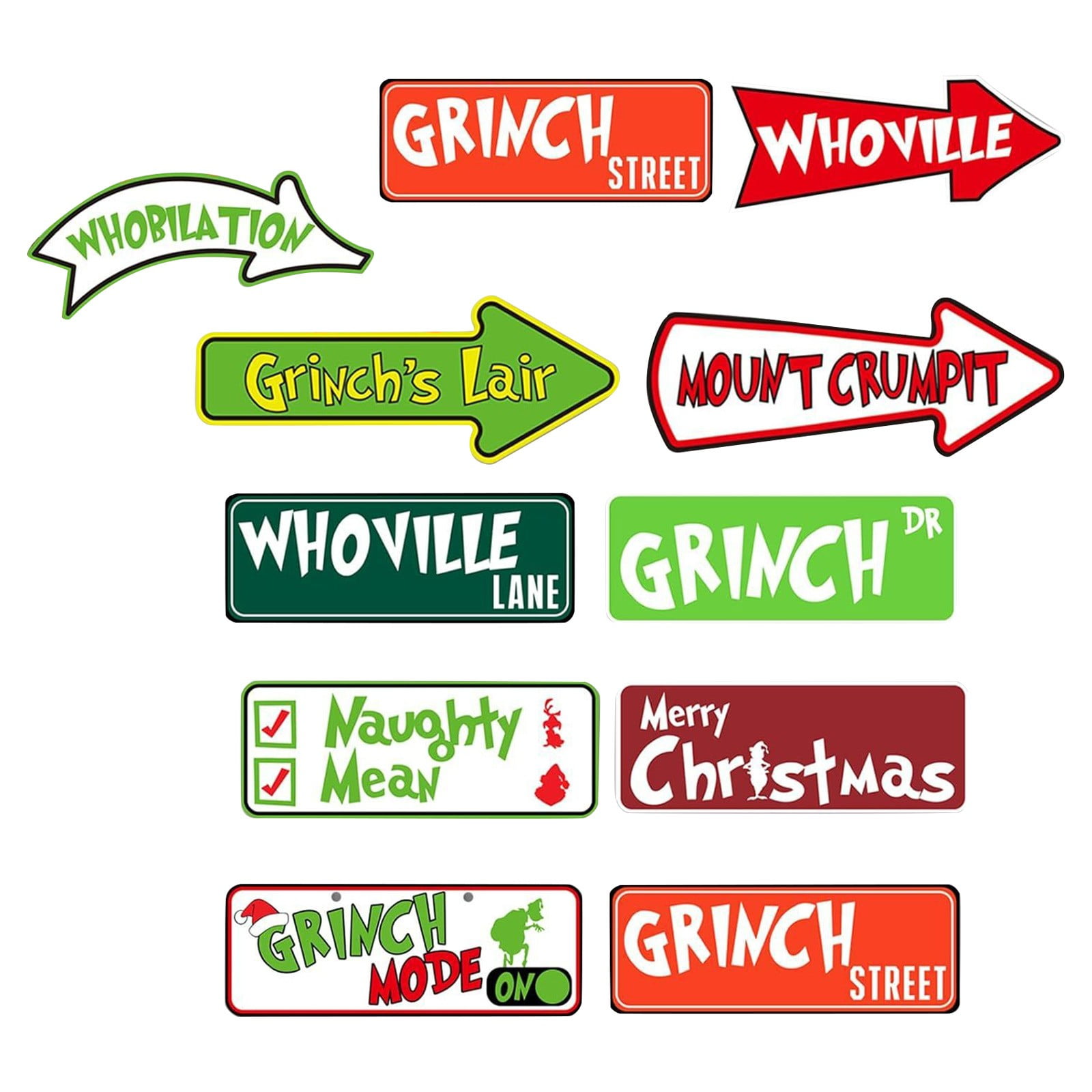 Grinch christmas tree Christmas Themed Decorative Street Signs Set ...