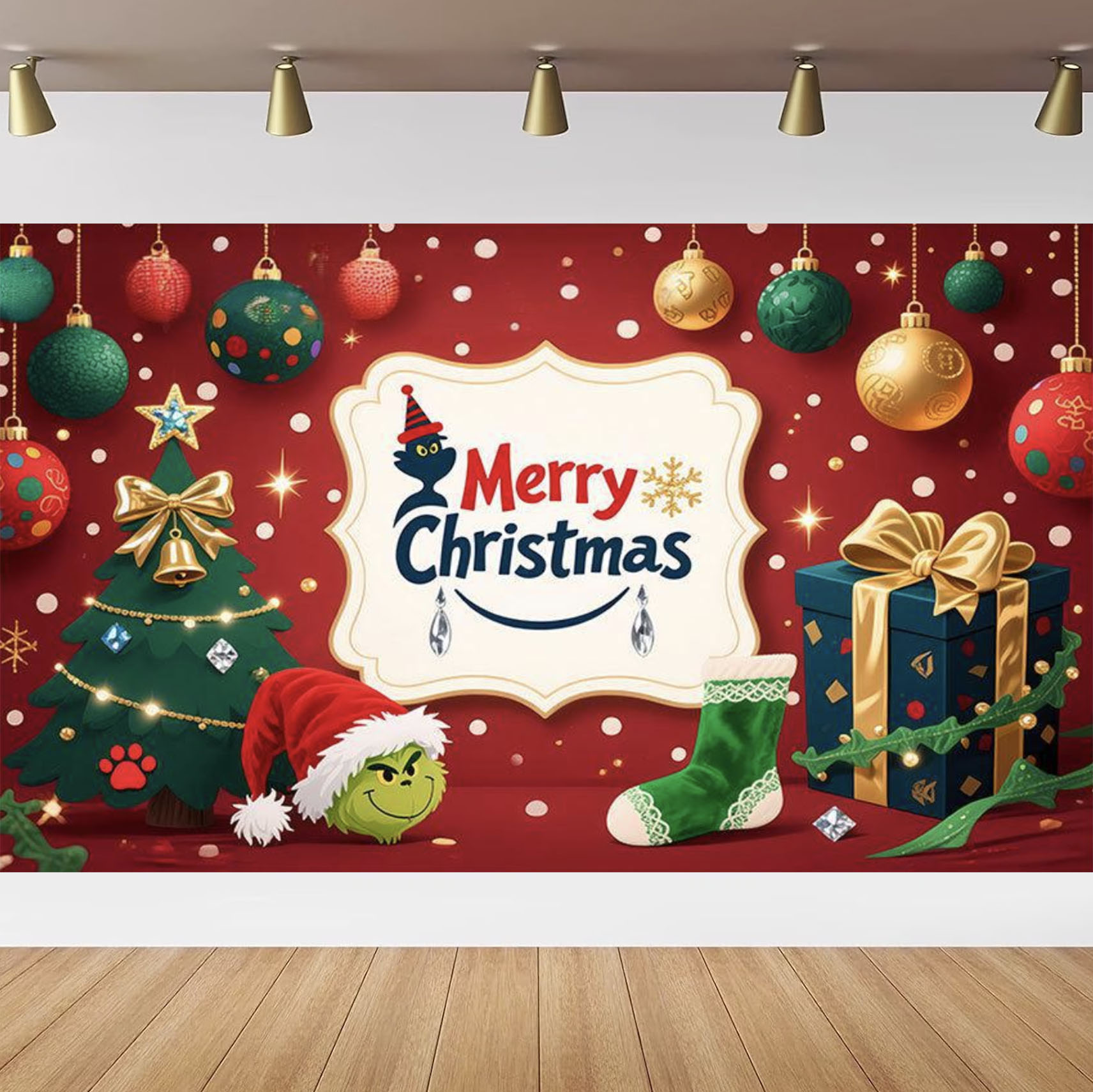 Grinch party decoration backdrop, 60x40 inch Grinch decorative backdrop ...