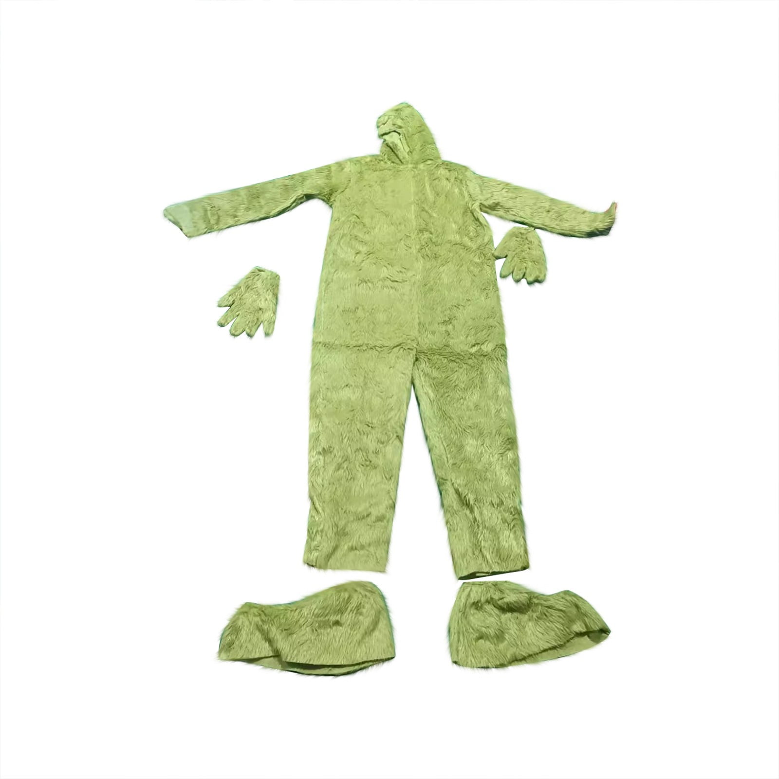 Grinch-themed clothing Deluxe Furry Green Costume Set for Adults Full ...