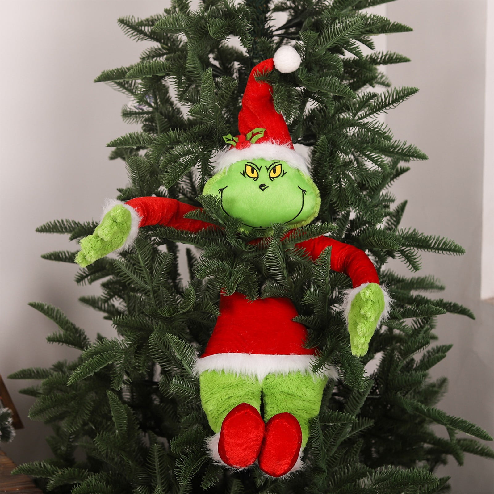 Grinchmas Christmas Plush Toy 2-Piece Set, Green Furry Grinch Doll With ...
