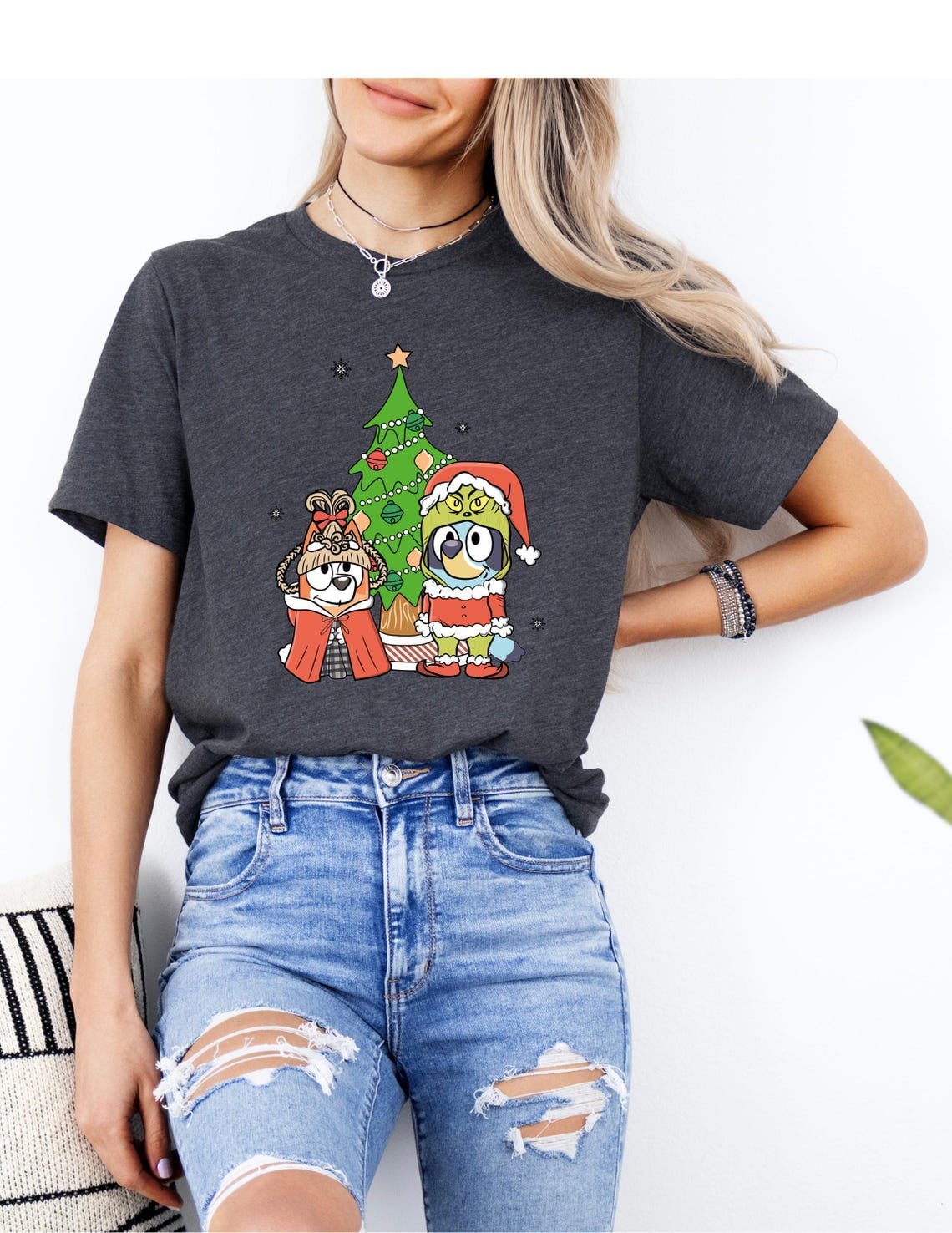 Grinchmas Holiday Tshirt, Bluey and Bingo Grinch Tee, Holiday Cheer ...