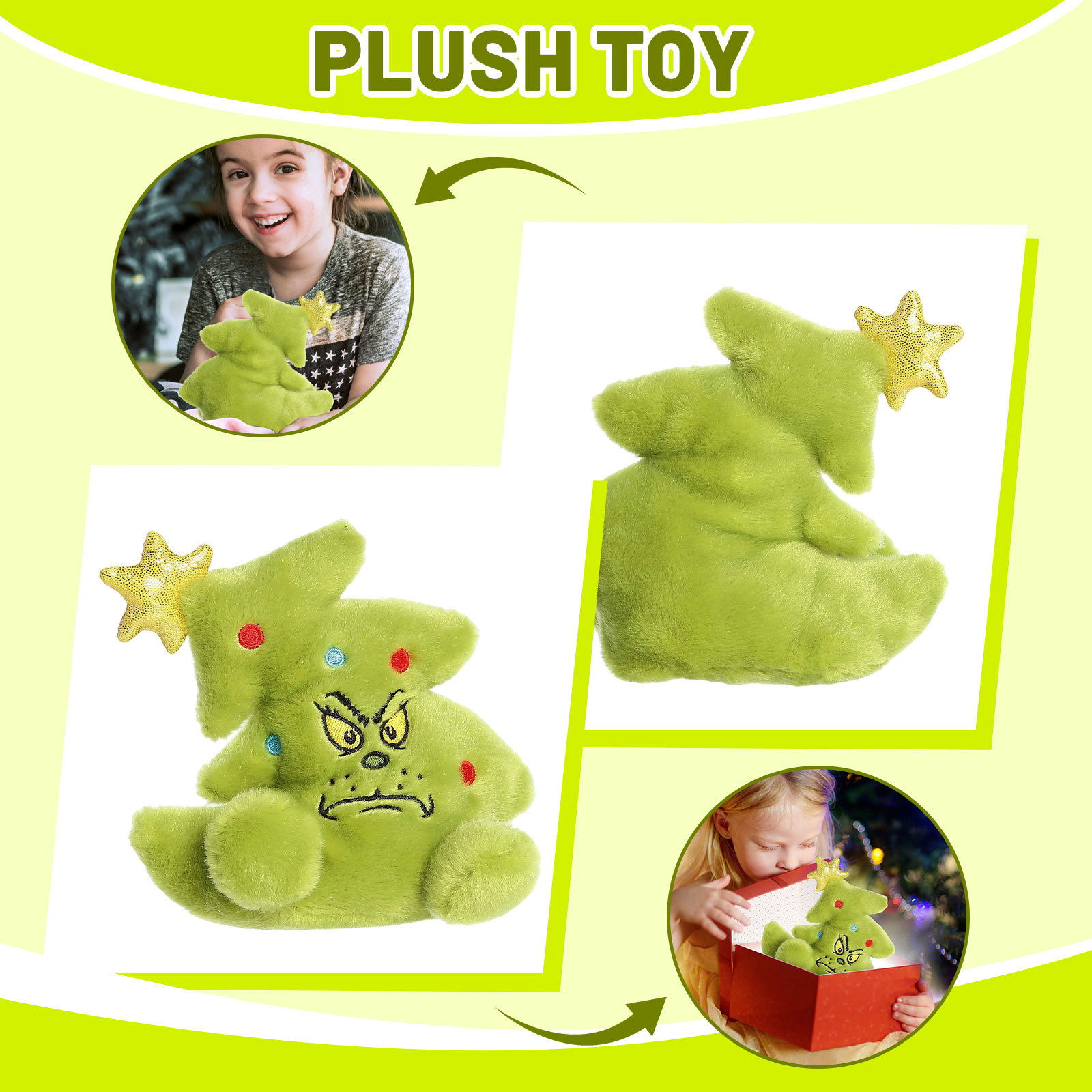 Grinchmas Plush Toys, Grinch Xmas Tree-Shaped Stuffed Animals With ...