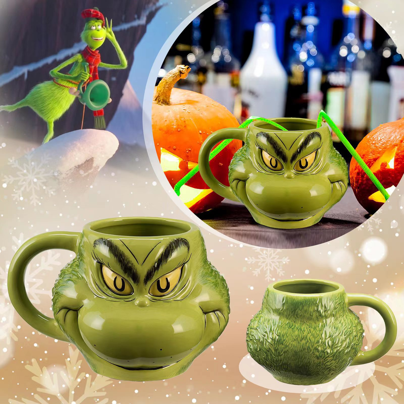 Grinchmas Themed Big Belly Cup, Licensed Craft With Grinch Face Design ...