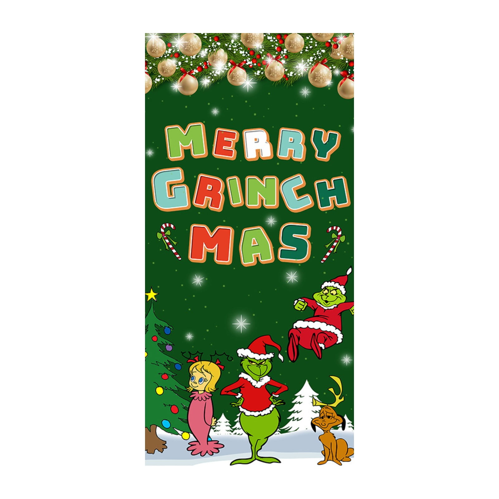 Grinchs Christmas Door Decorations Christmas Door Cover for Front Door Christmas Door Width ...