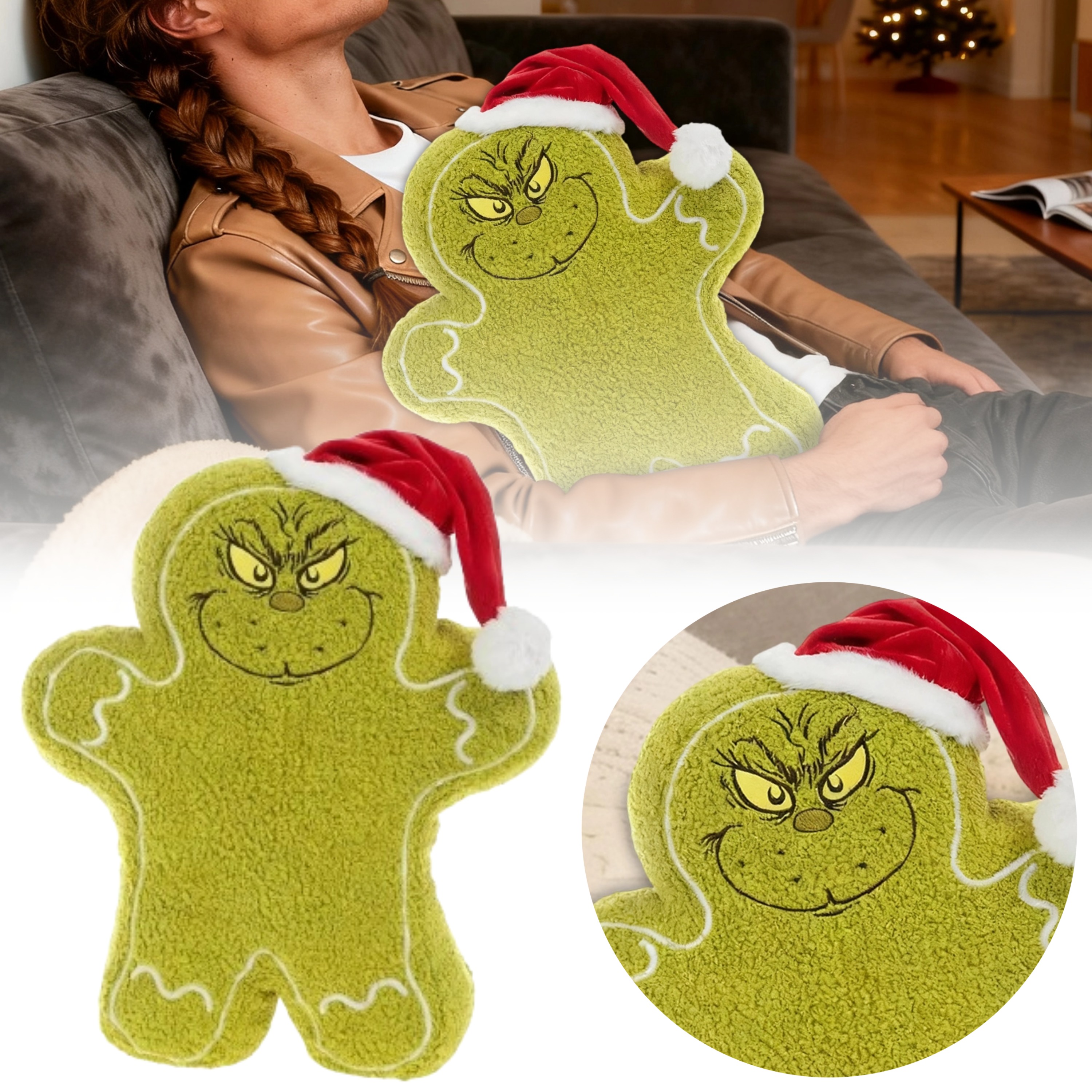 Grinchxmas Gingerbread Man Plush Toy, Super Soft Christmas Grinchy ...