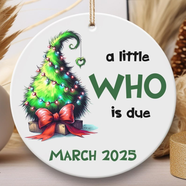 Grincmas Birth Announcement Ornament, Custom Pregnancy Reveal Christmas ...