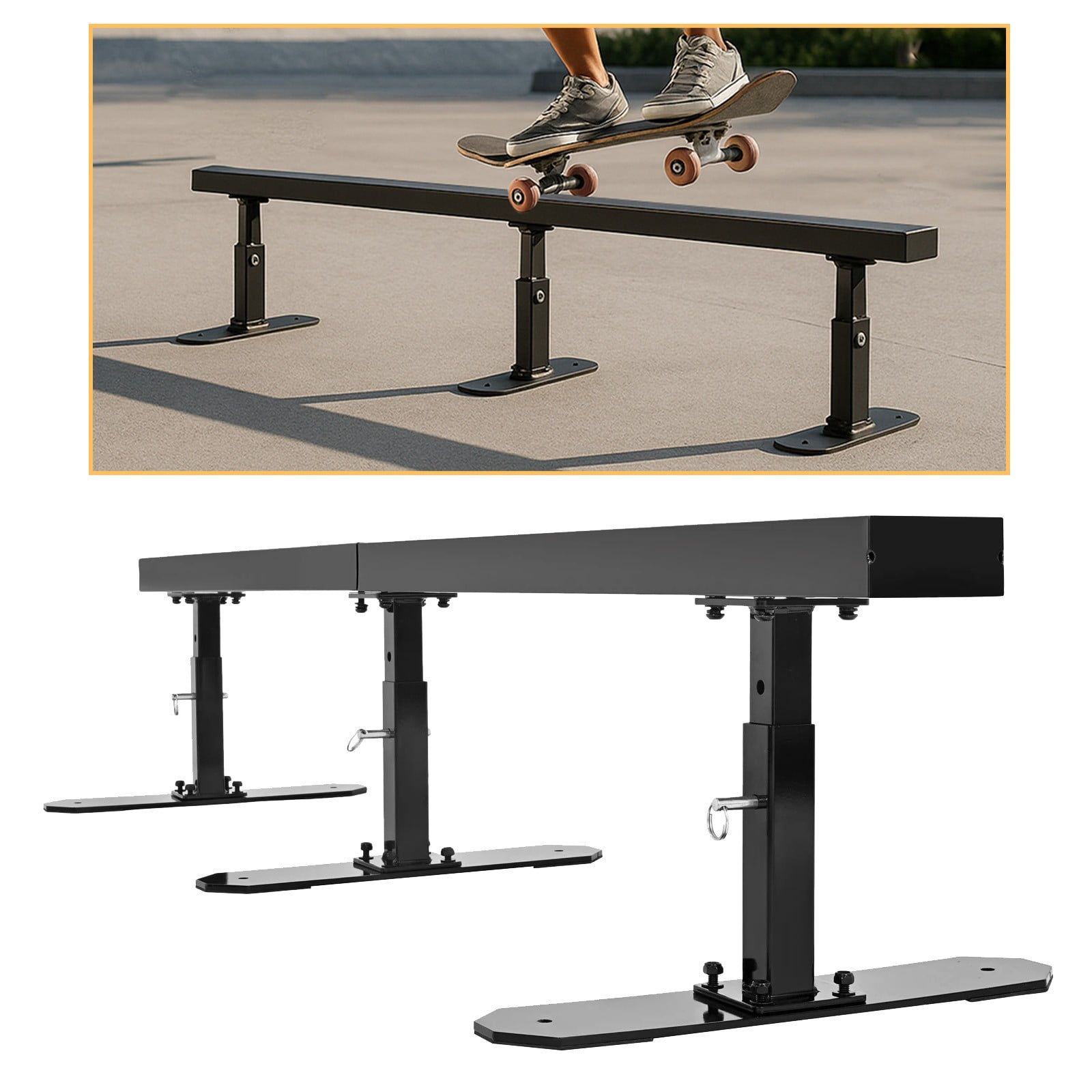 Grind Rail 3-Step Adjustable Height For Skateboard Skating Portable ...