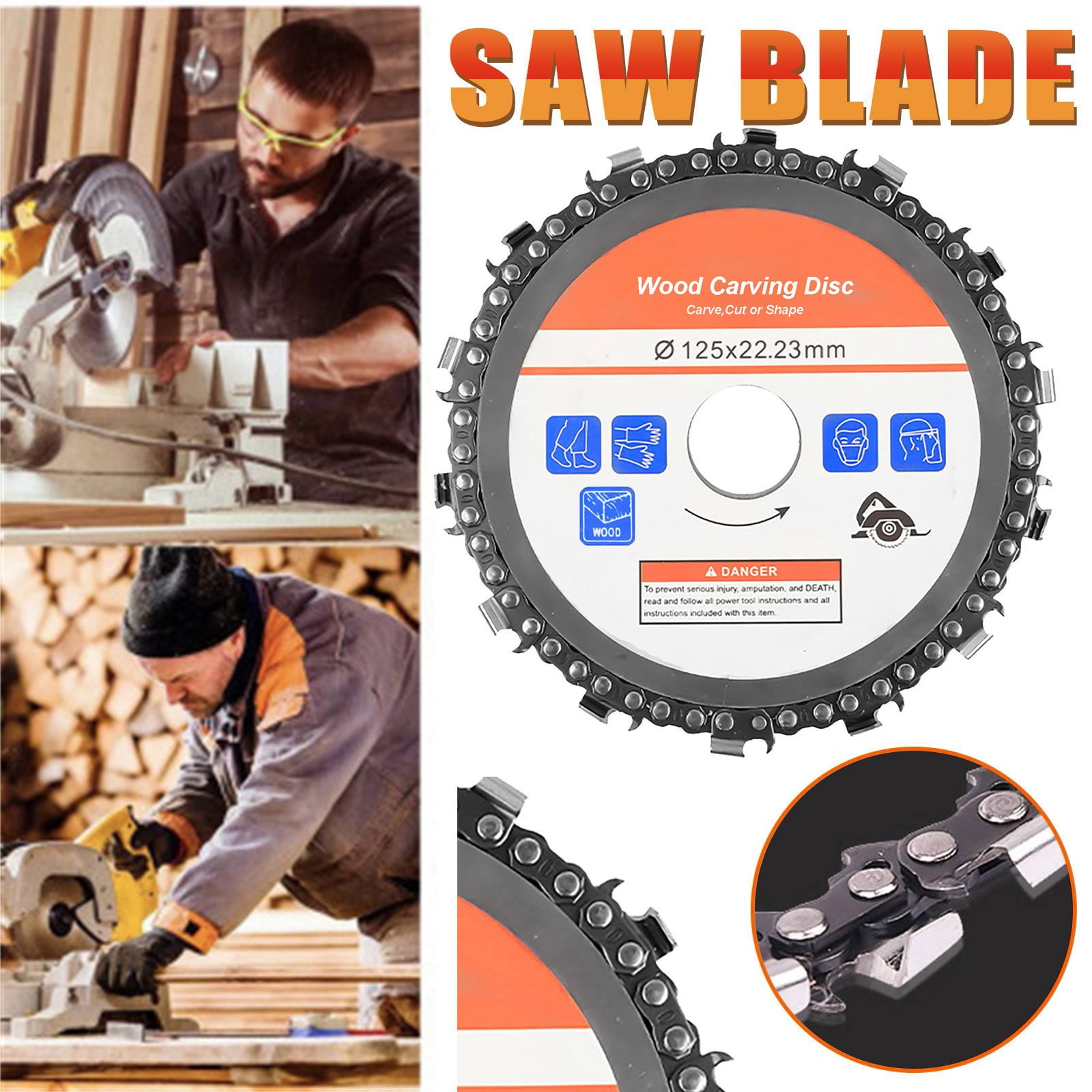 Grinder Chain Disc Wood Carving Disc 5 Inch For 125mm Angle Grinder 14 ...