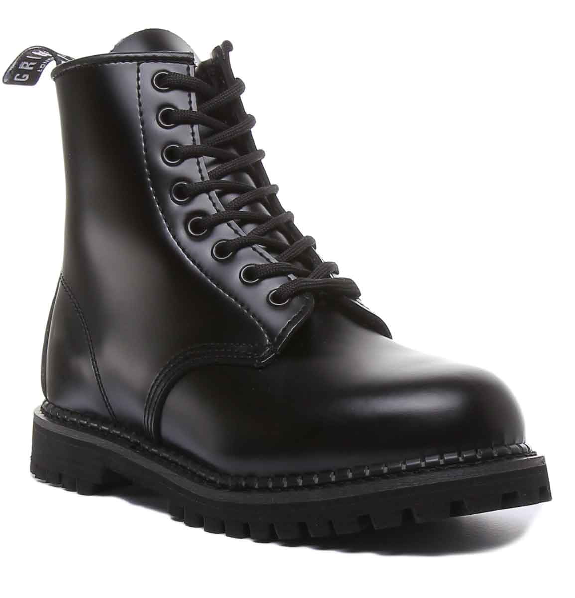 Grinders Cedric CS Unisex 8 Eyelet Lace Up Ankle Boot In Black Size 6F ...