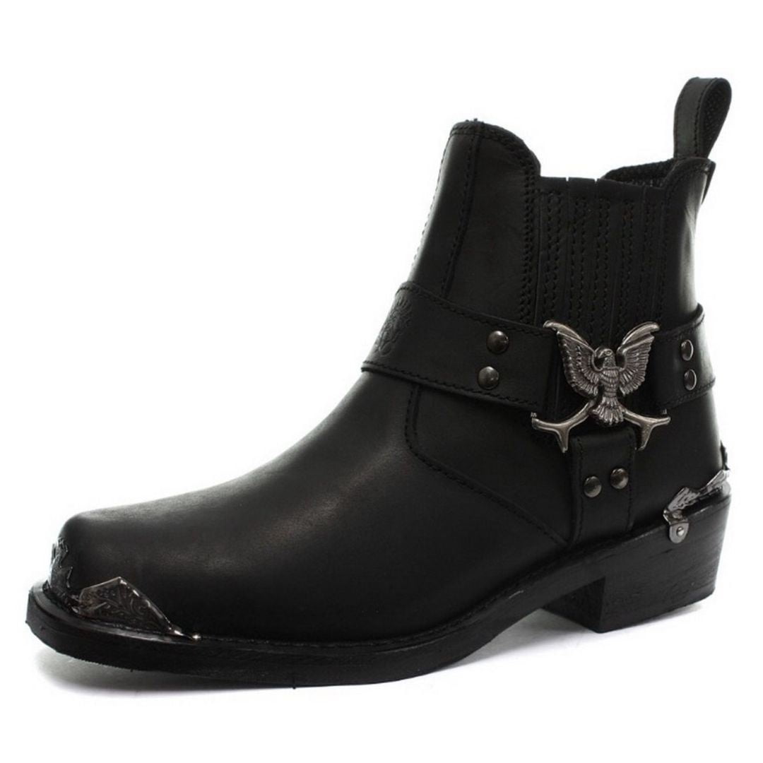 Grinders Men's Leather Biker Boots With Buckle & Metal Toe - Walmart.com