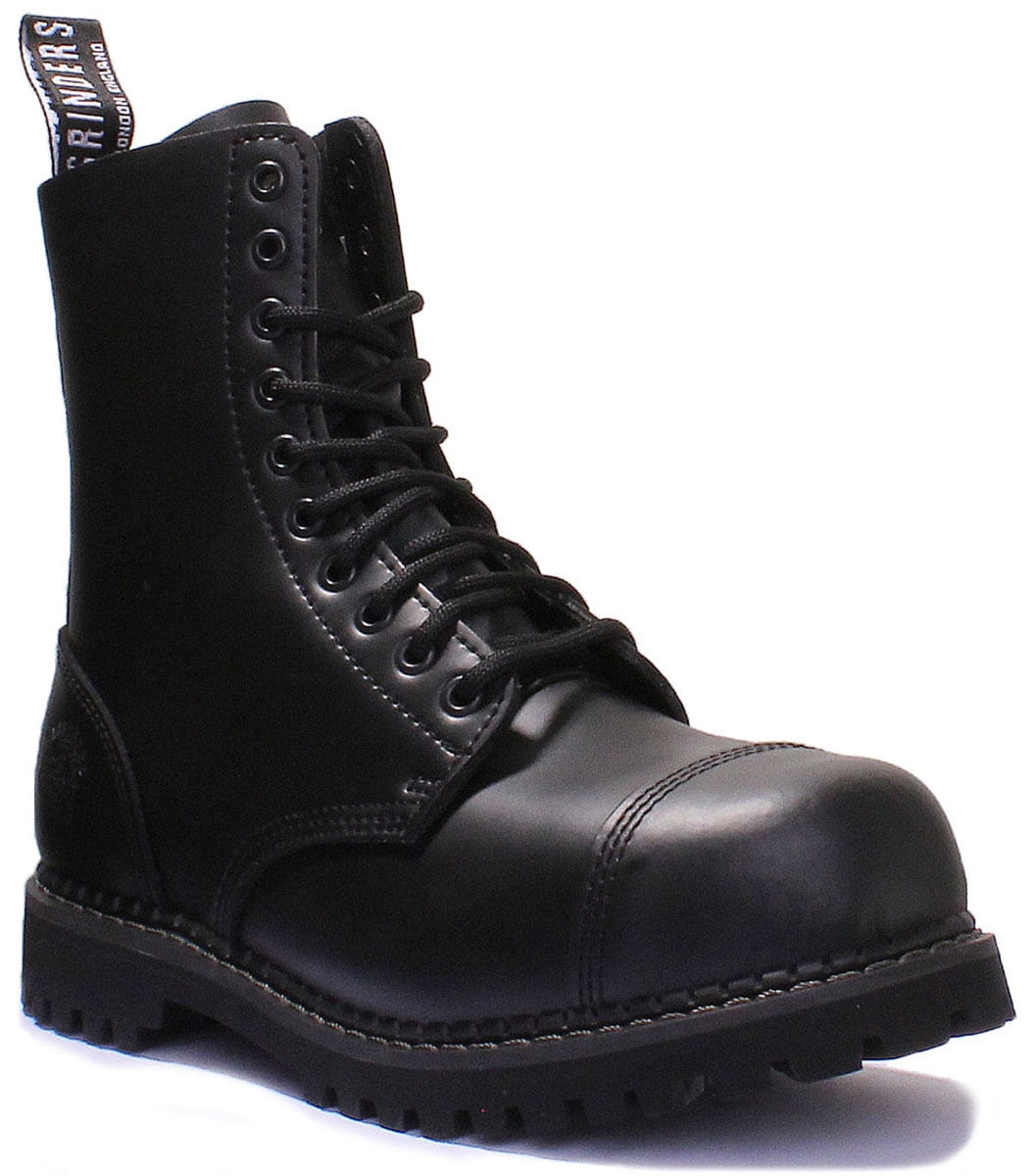 Grinders Stag CS Unisex 10 Eyelet Lace Up Steel Toe Leather Boots In ...