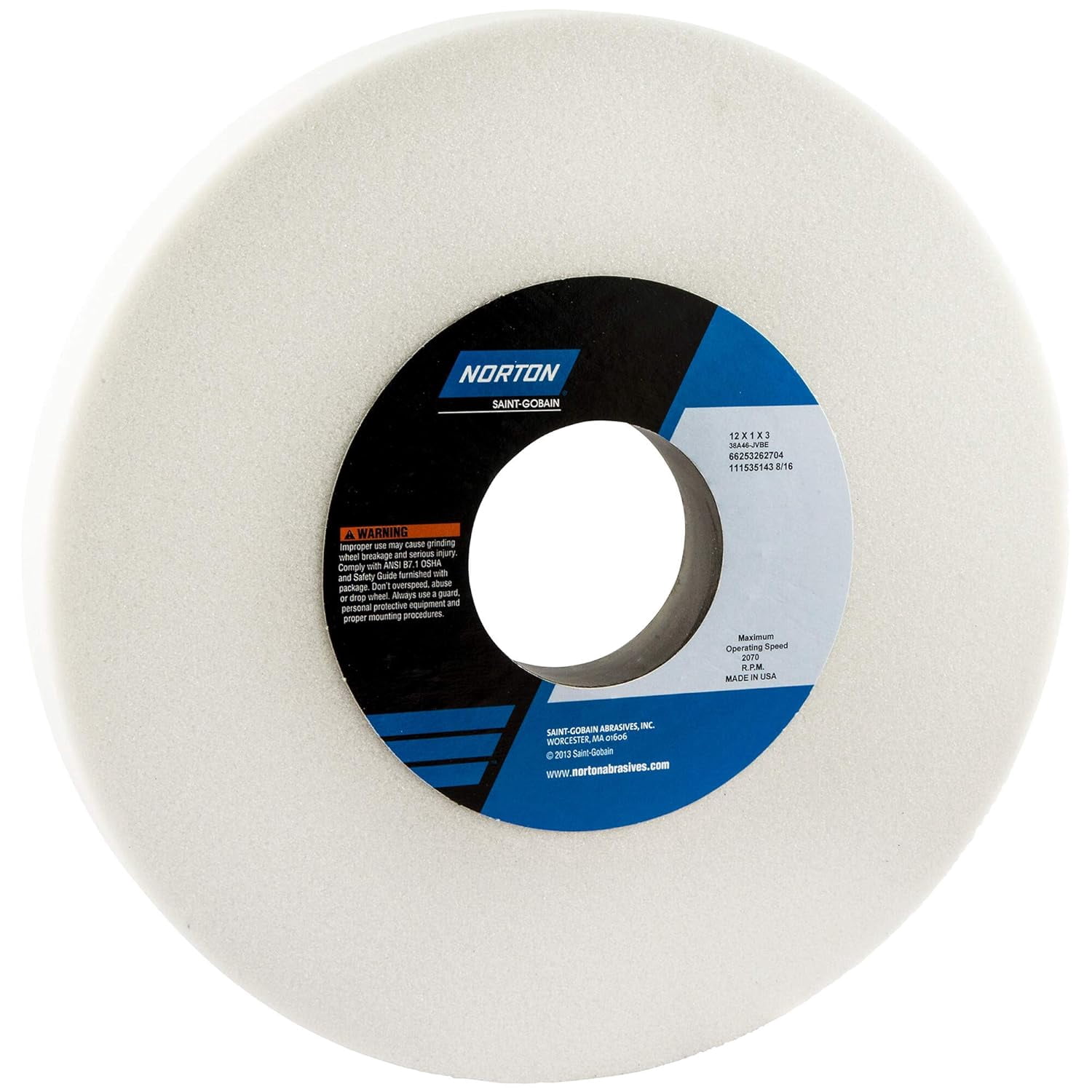 Grinding Wheel, T1, 12x1x3, AO, 46G, Med, Wht - Walmart.com