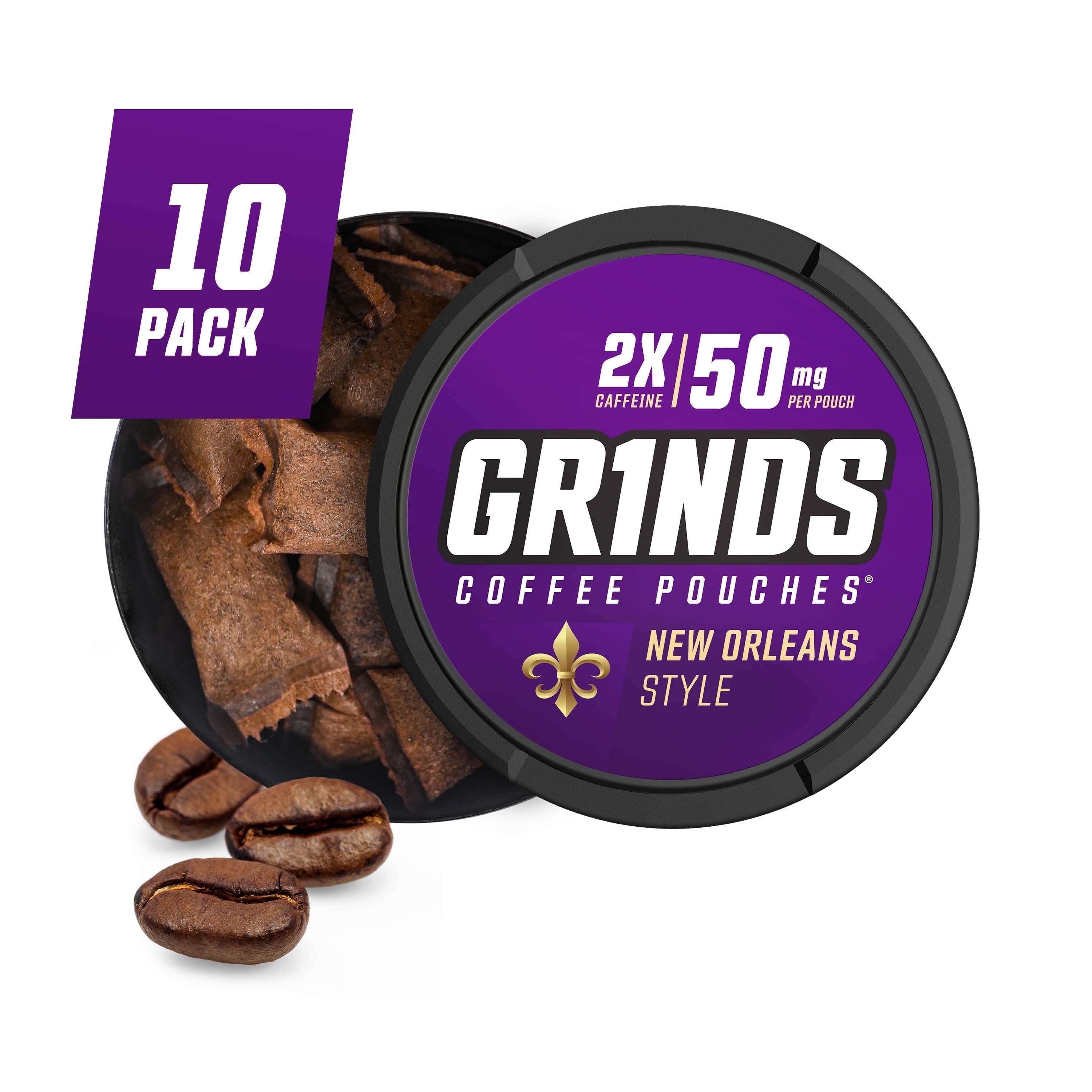 Grinds Coffee Pouches | 10 Cans of New Orleans Style | Tobacco/Nicotine ...