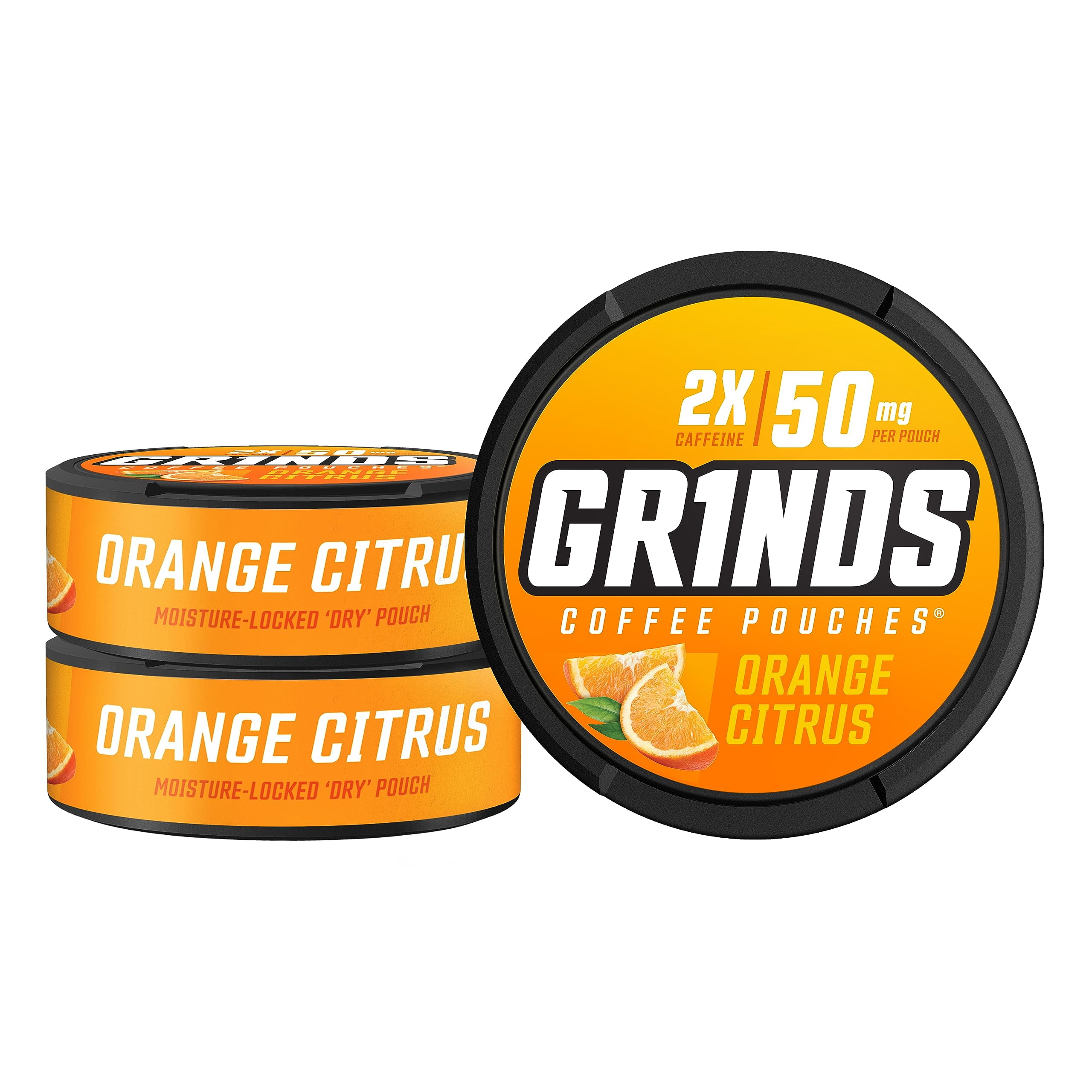 Grinds Coffee Pouches | 3 Cans of Orange Citrus | 18 Pouches Per Can ...