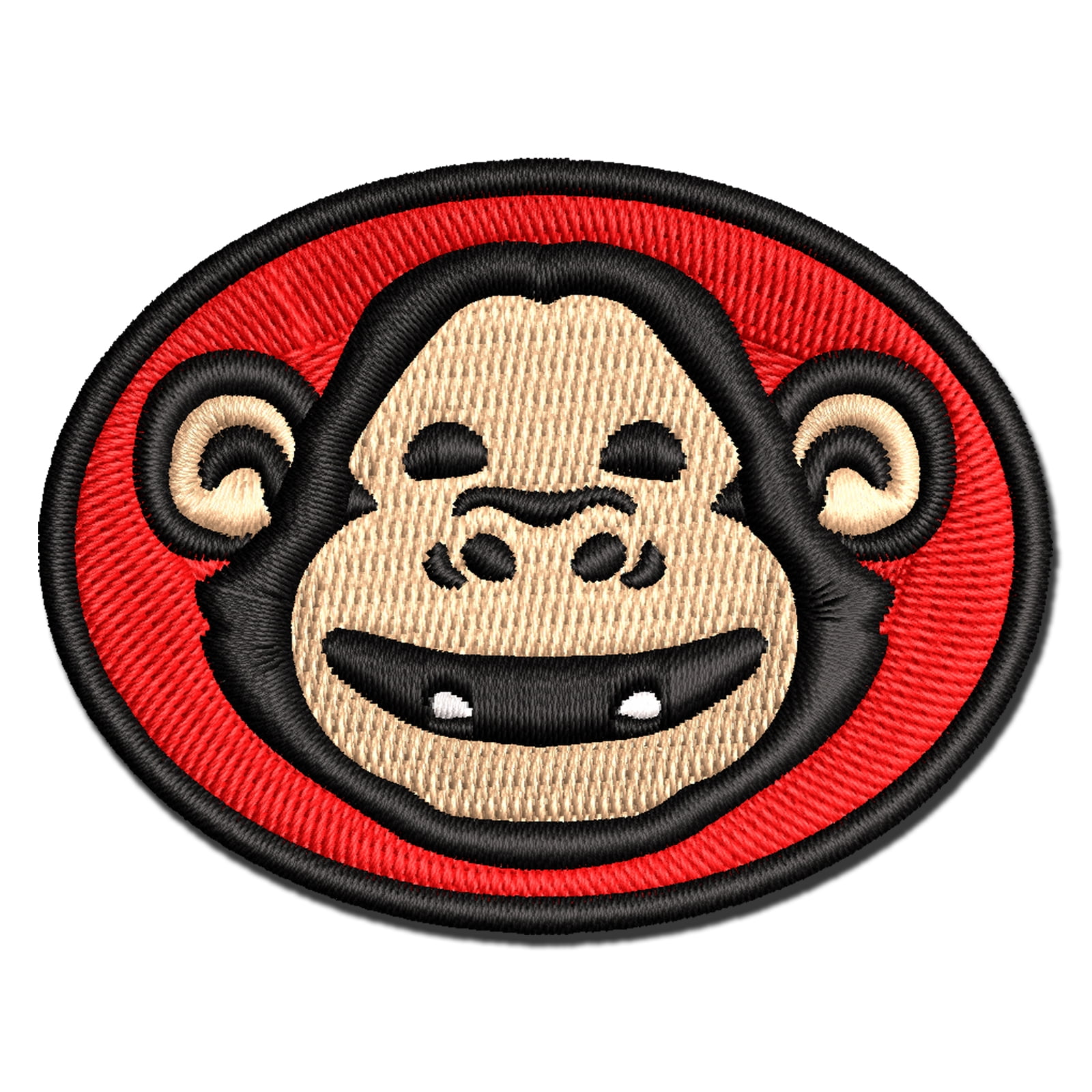 Grinning Chimpanzee Ape Monkey Face Applique Multi-Color Embroidered ...