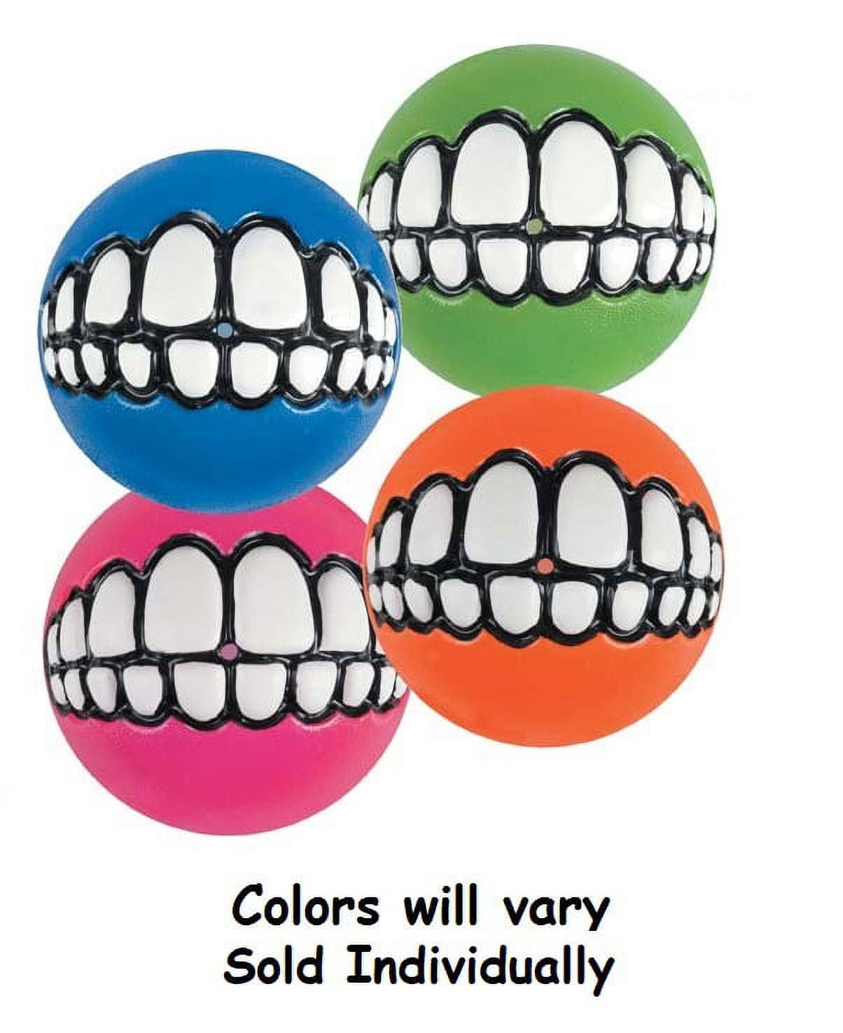 Grinz Balls For Dogs Funny Grinning Toy Smiling Teeth Rubber One Hollow ...
