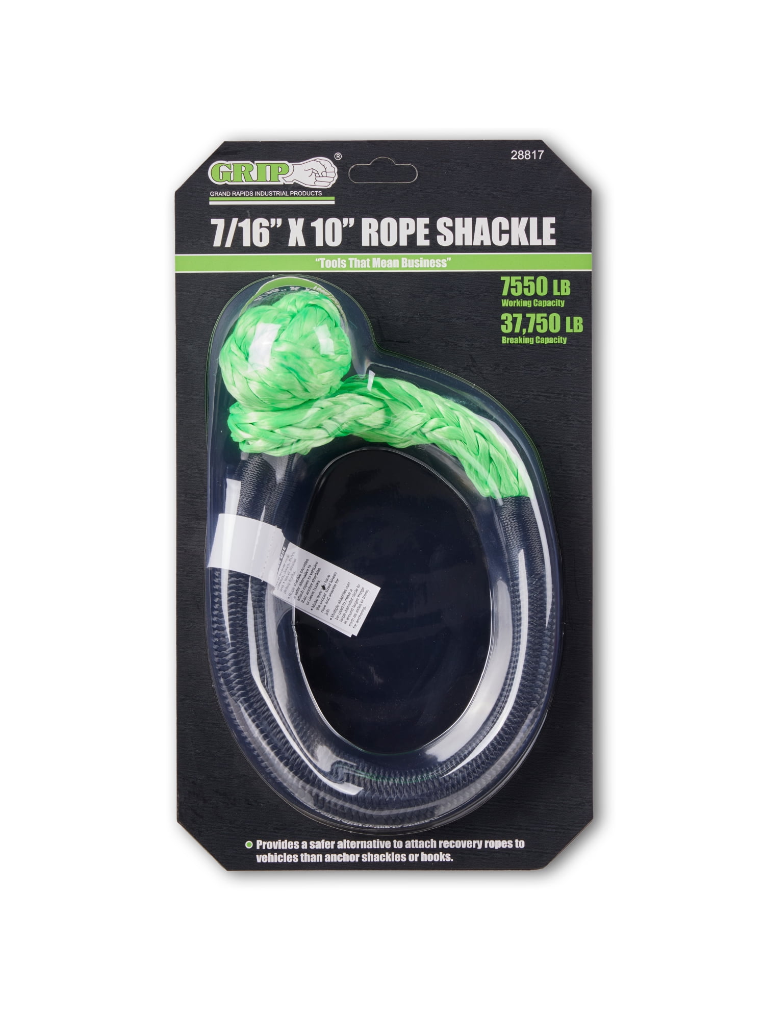 Grip 7/16 X 10 Rope Shackle Tow Strap - Green - 7/16 X 10 - Walmart.com