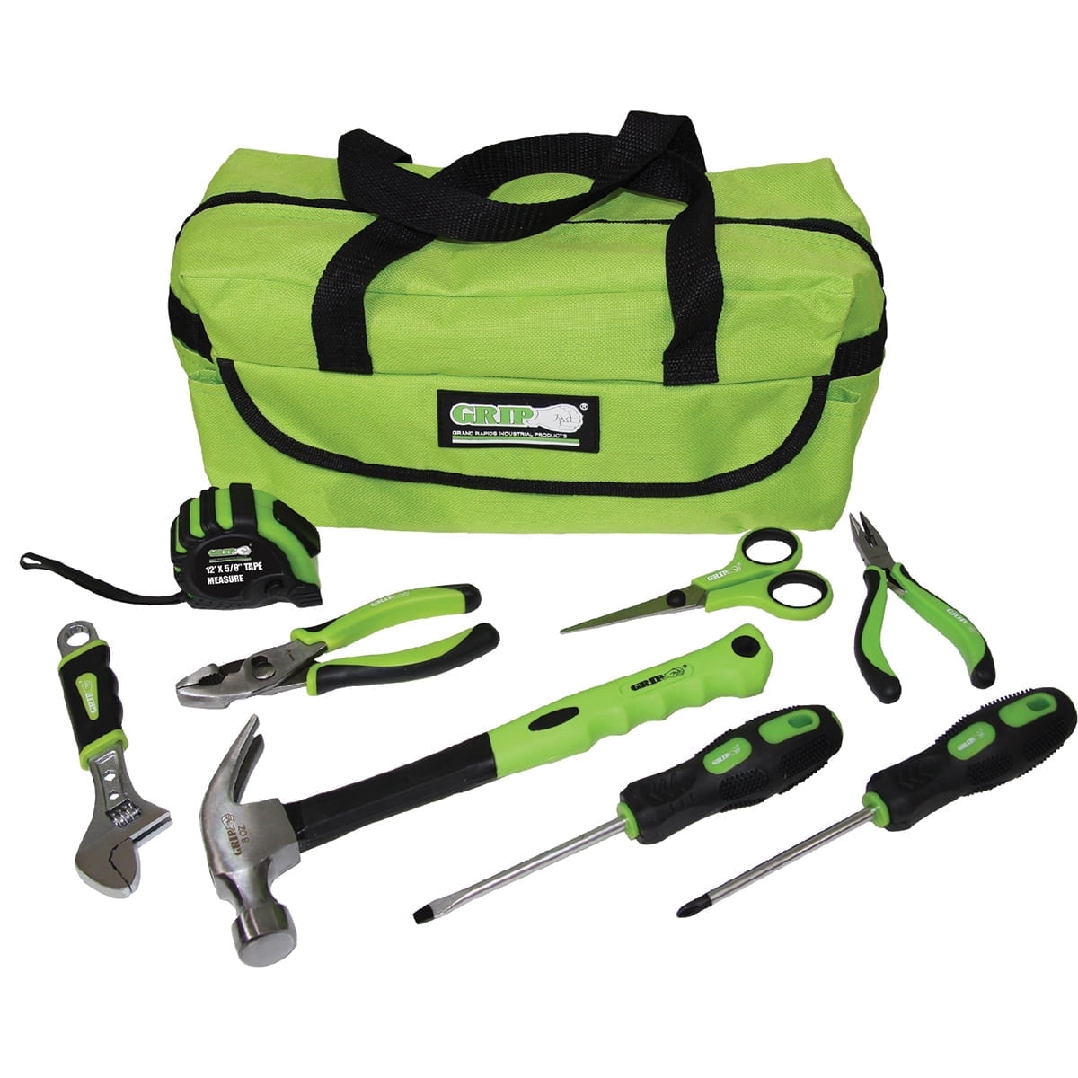 Grip 9 pc Youth Beginners Real Tool Kit Lime, Portable Junior Set for ...