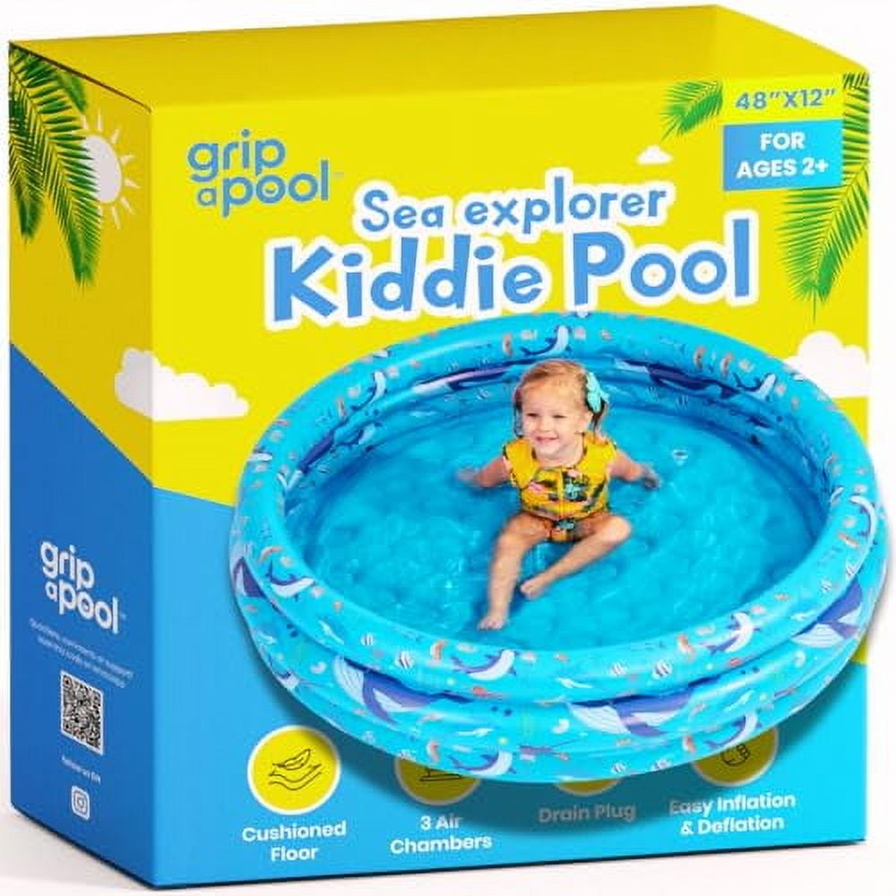 Grip A Pool Kiddie Pool for Toddlers, Kids, Babies, Round Inflatable ...