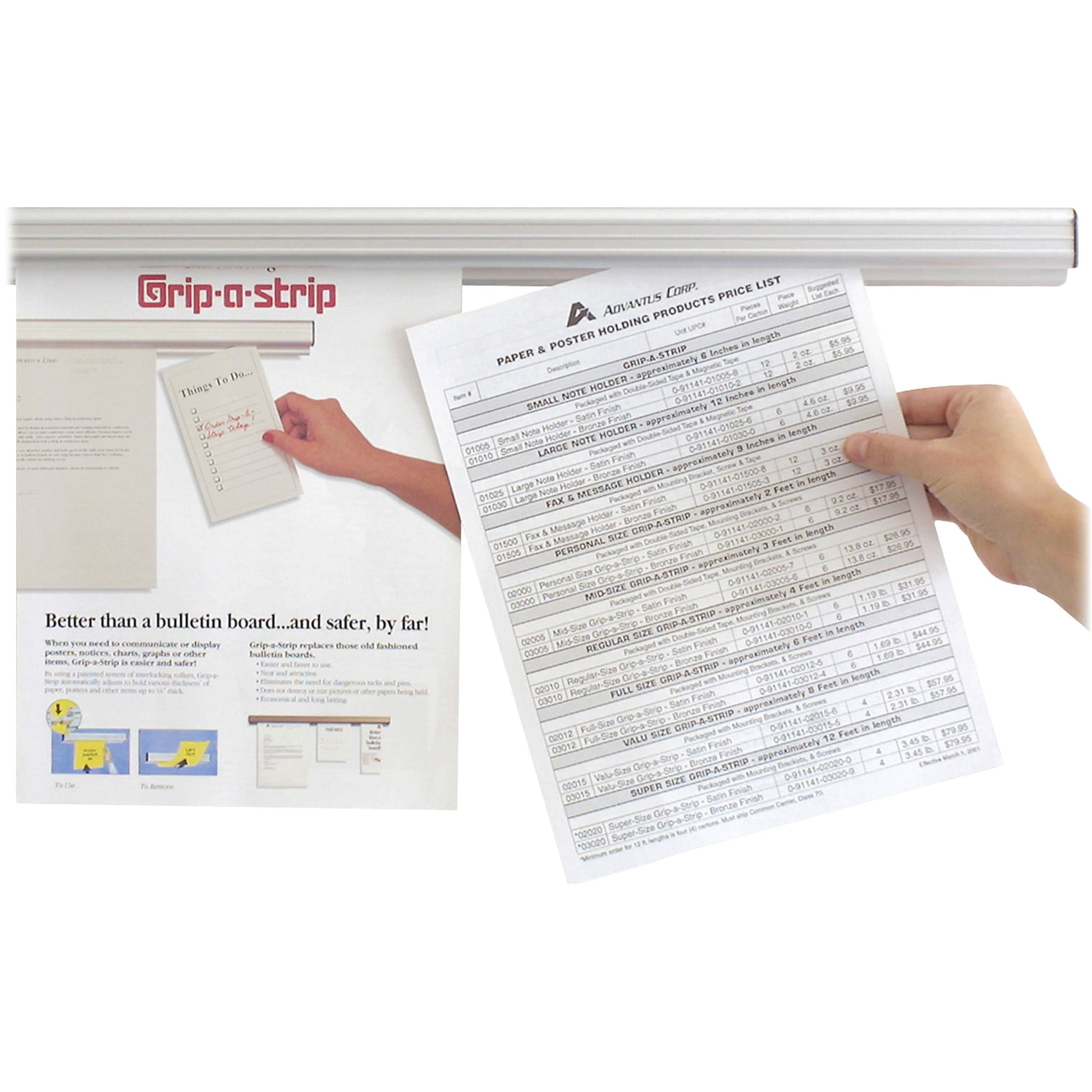 Grip-A-Strip Display Rail, 48 X 1 1/2, Aluminum Finish | Bundle of 5 ...
