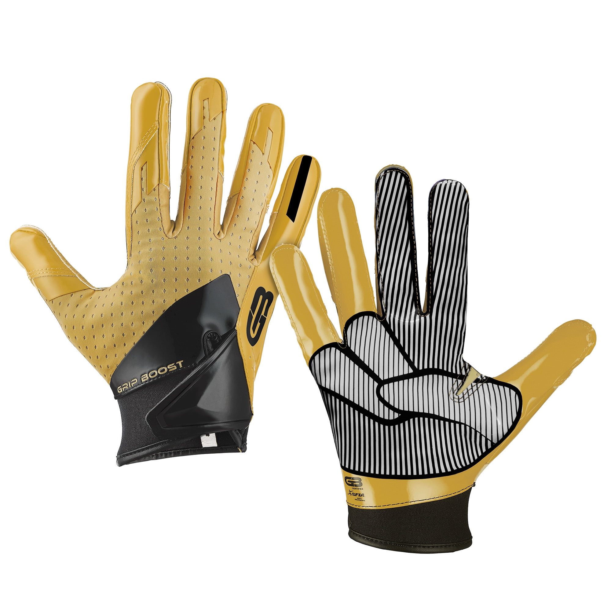 Grip Boost Peace Football Gloves Pro Elite - Adult Sizes (Gold, Medium ...