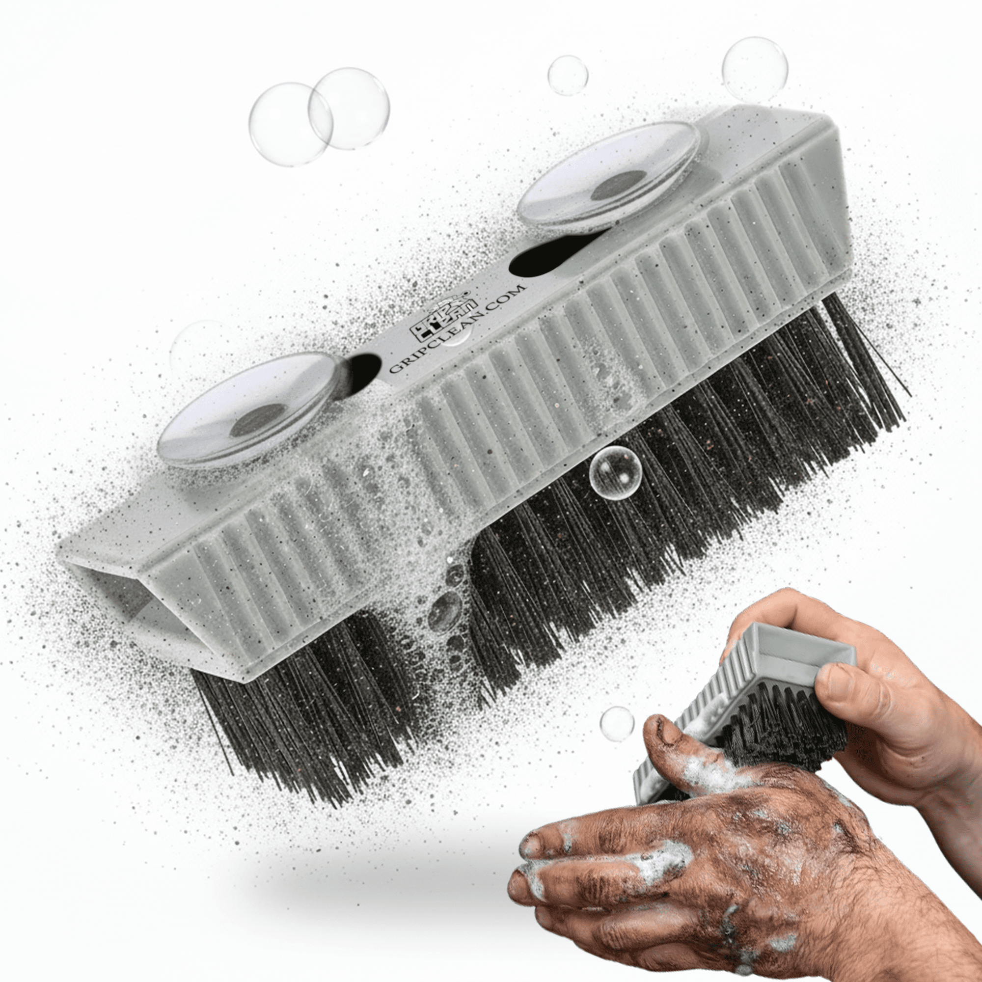 Grip Clean Heavy Duty Nail Brush with Stiff Bristles and Suction Cup ...