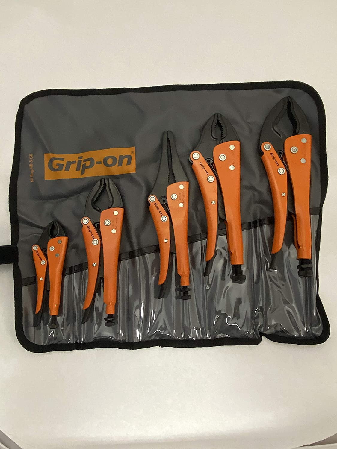 Grip-On 500 5-Piece General Purpose Locking Pliers Kit in Roll-Up Pouch ...