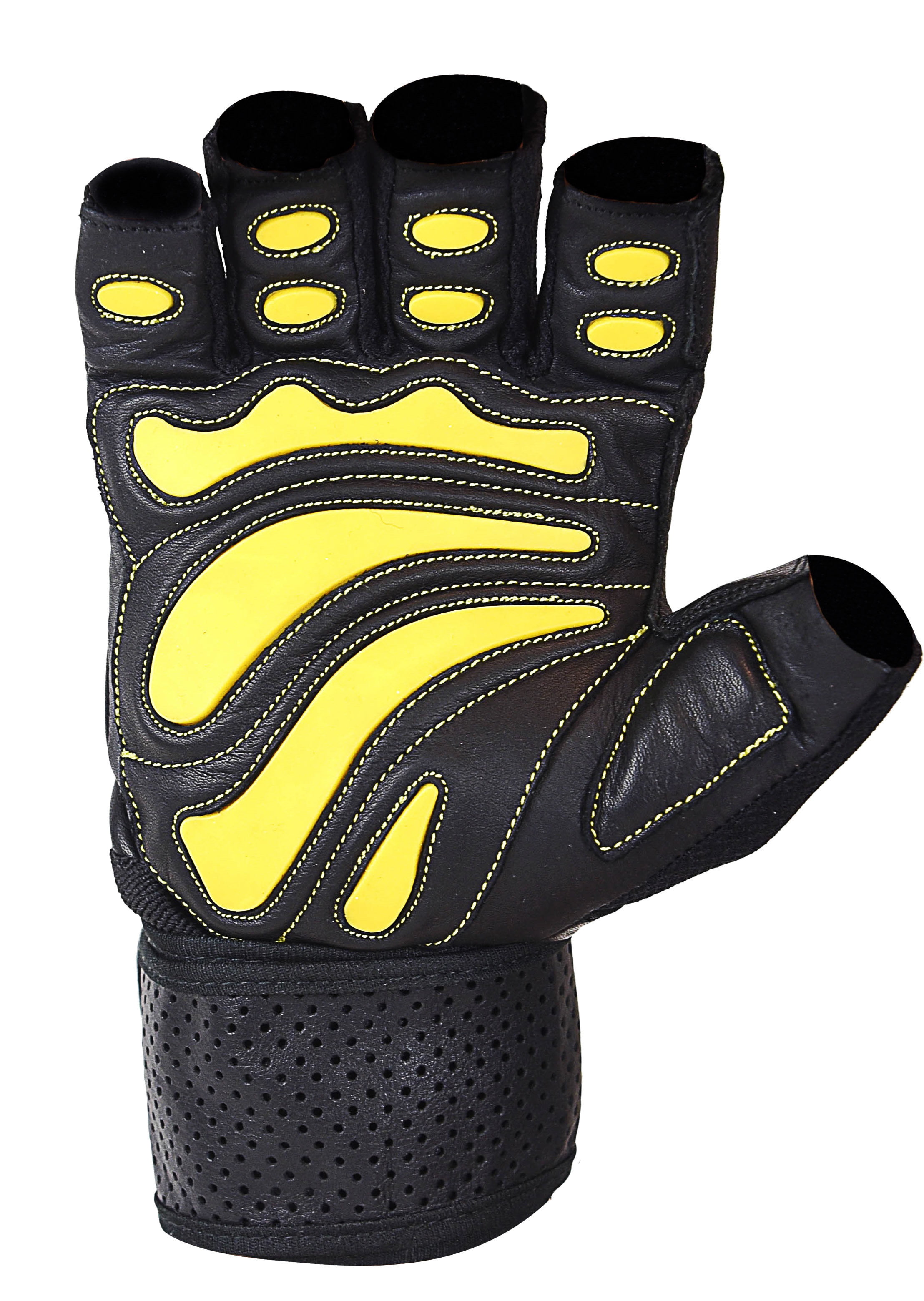 Grip Power Pads Elite Leather Gym Gloves with Built in 2" Wide Wrist ...