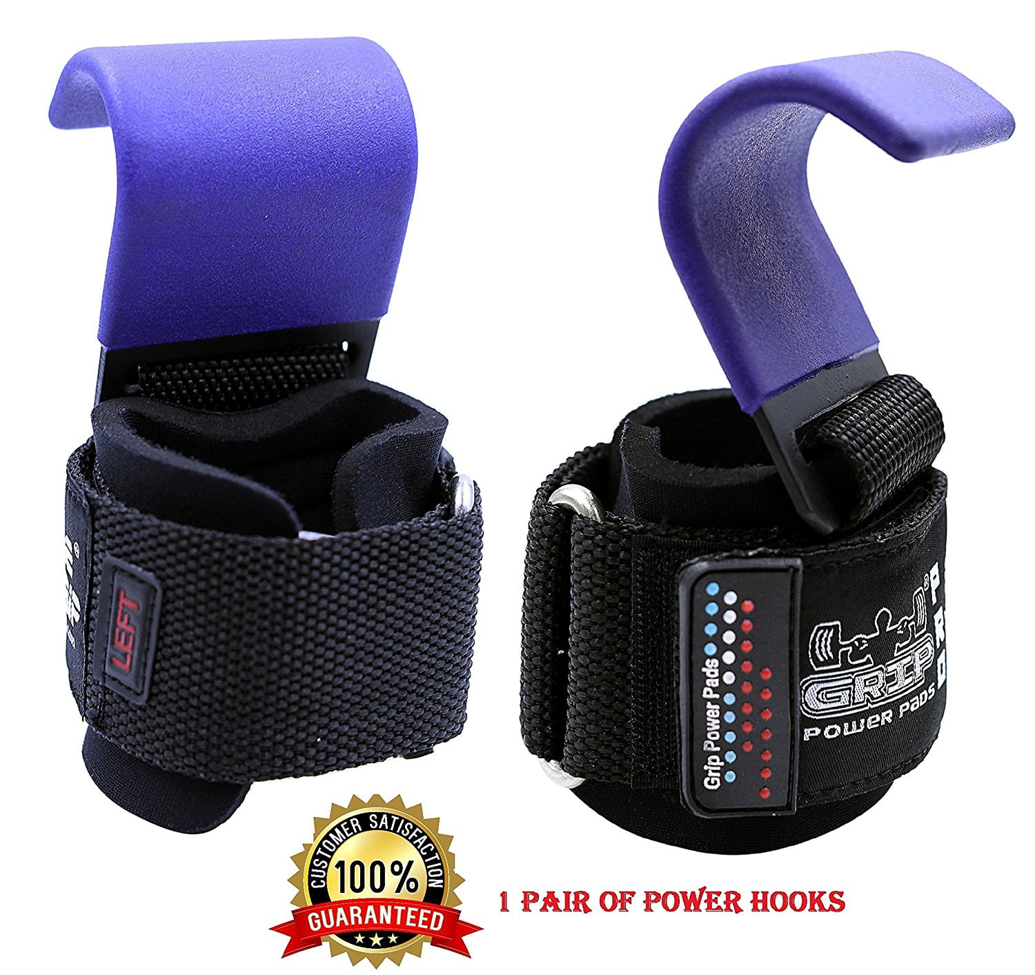 Grip Power Pads Heavy Duty PRO Metal Weight Lifting Steel Hooks, Set of ...