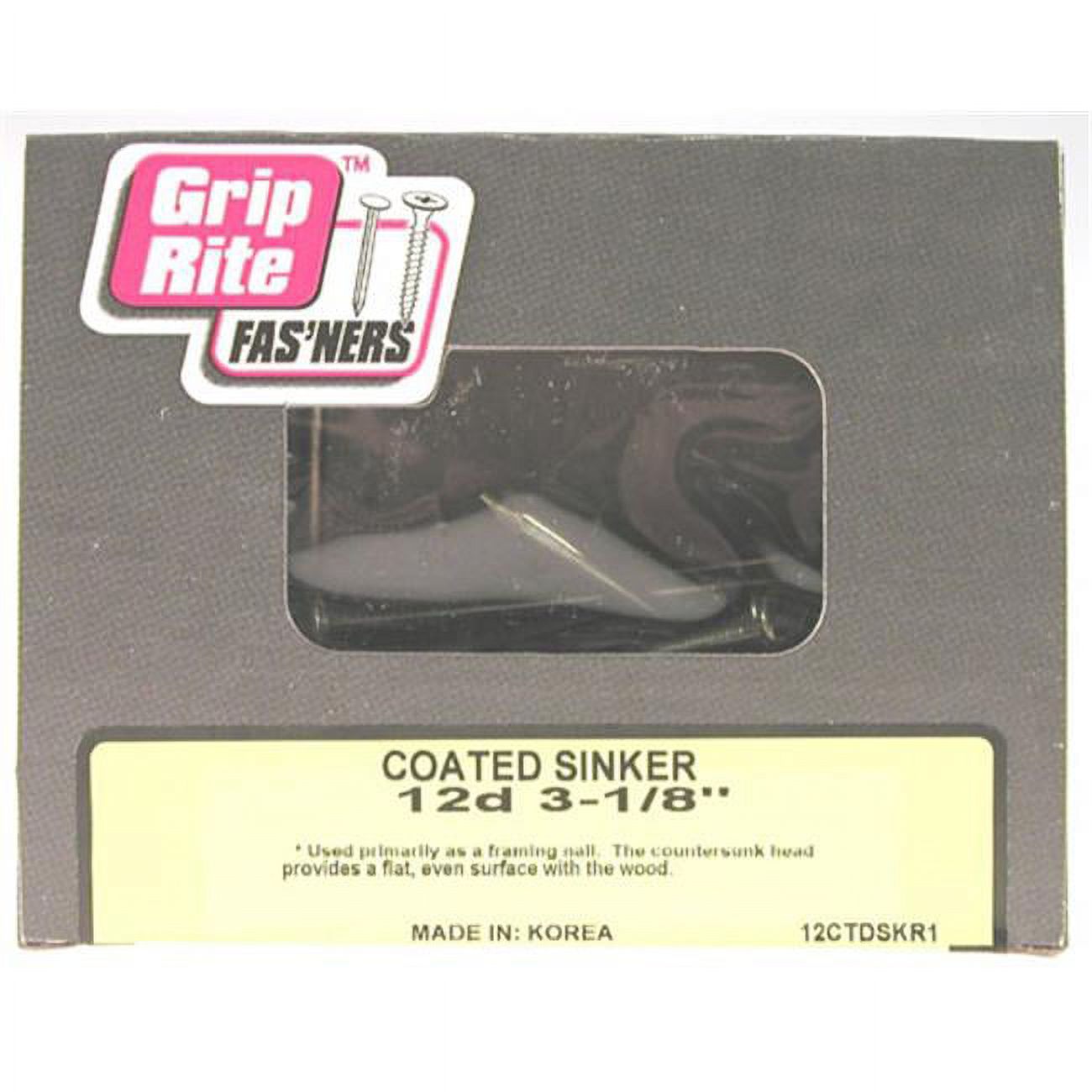 Grip-Rite 16D 3-1/4 in. Sinker Vinyl Steel Nail Countersunk Head 1 lb ...