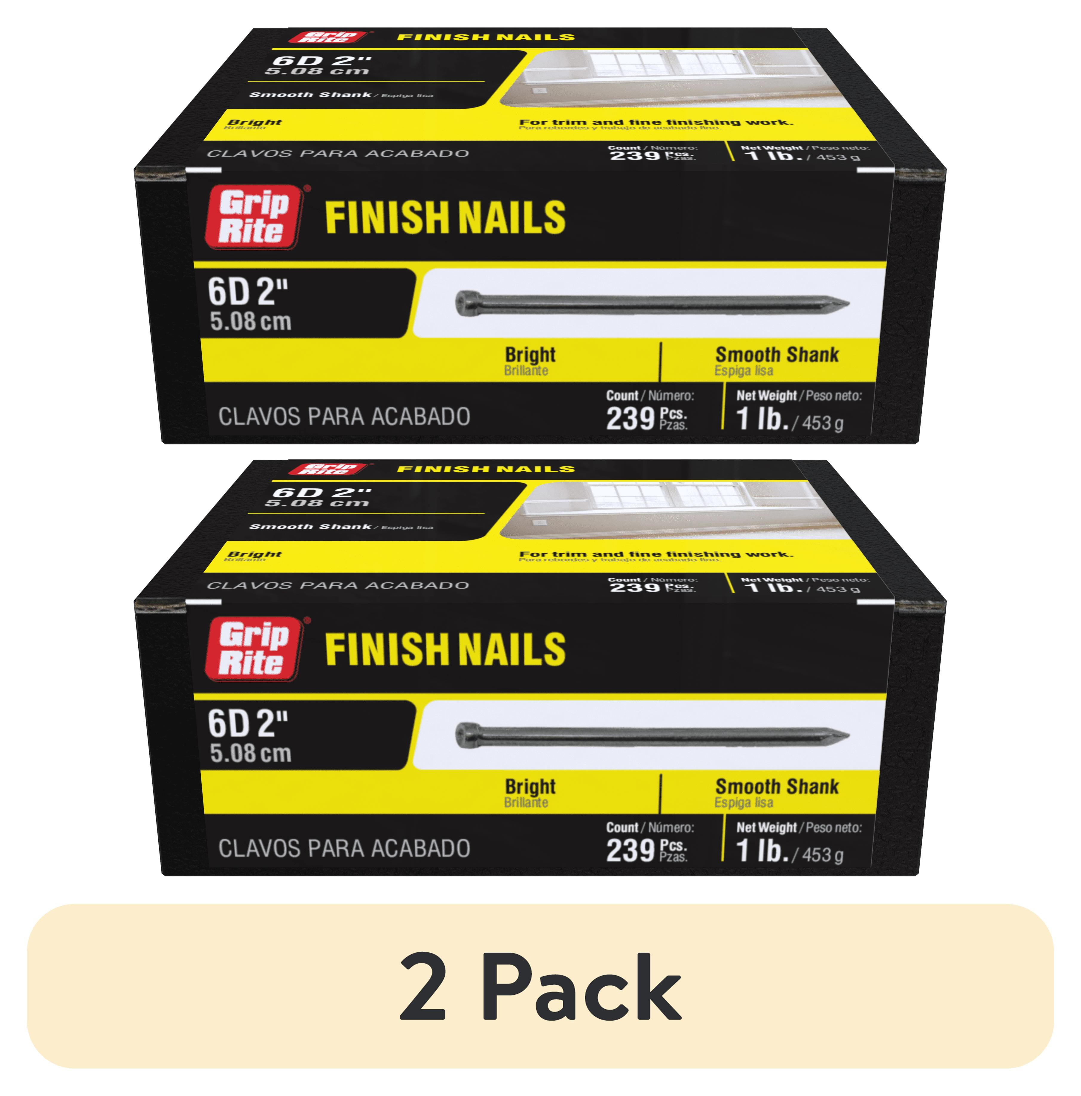 (2 pack) Grip-Rite 2 in. 13-Gauge Yellow Zinc Steel Finish Nails 1 lb ...