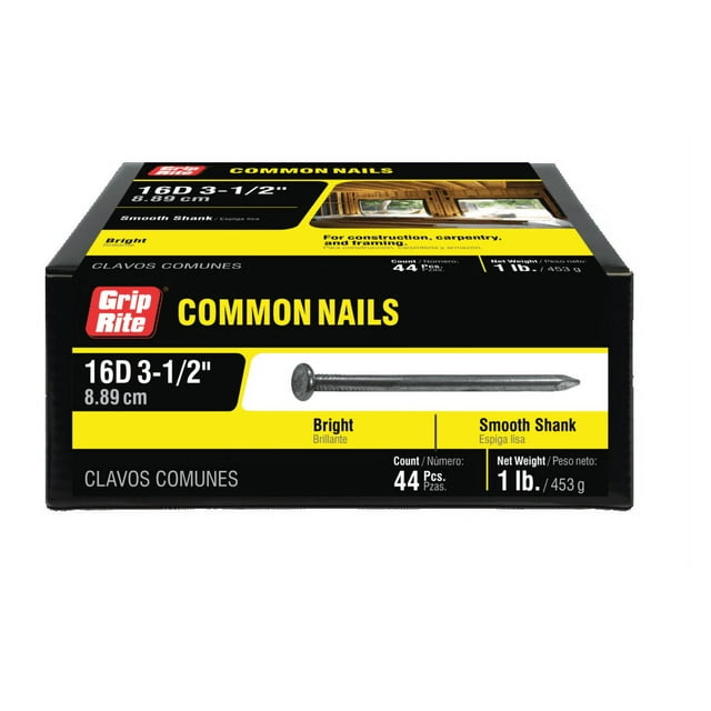 Grip-Rite 3-1/2-in 8-Gauge Bright Steel Smooth Shank Common Nails 1lb ...