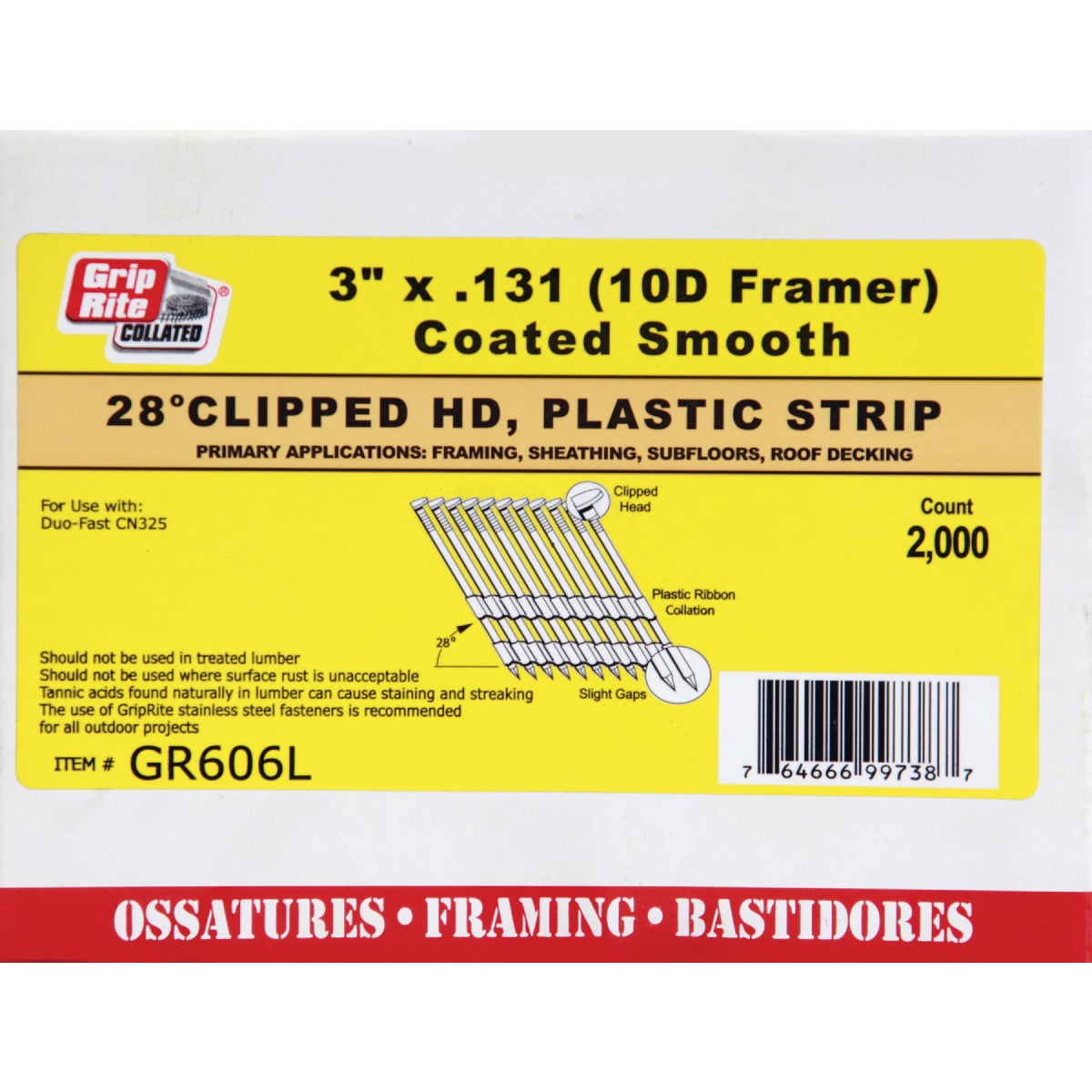 Grip-Rite 3"x.131 Framing Nail GR606L - Walmart.com