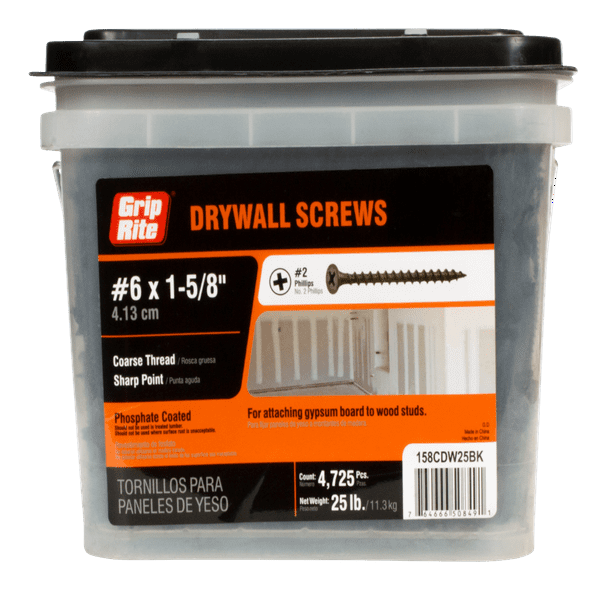 Grip-Rite #6 x 1-5/8 in. Philips Bugle-Head Coarse Thread Sharp Point ...