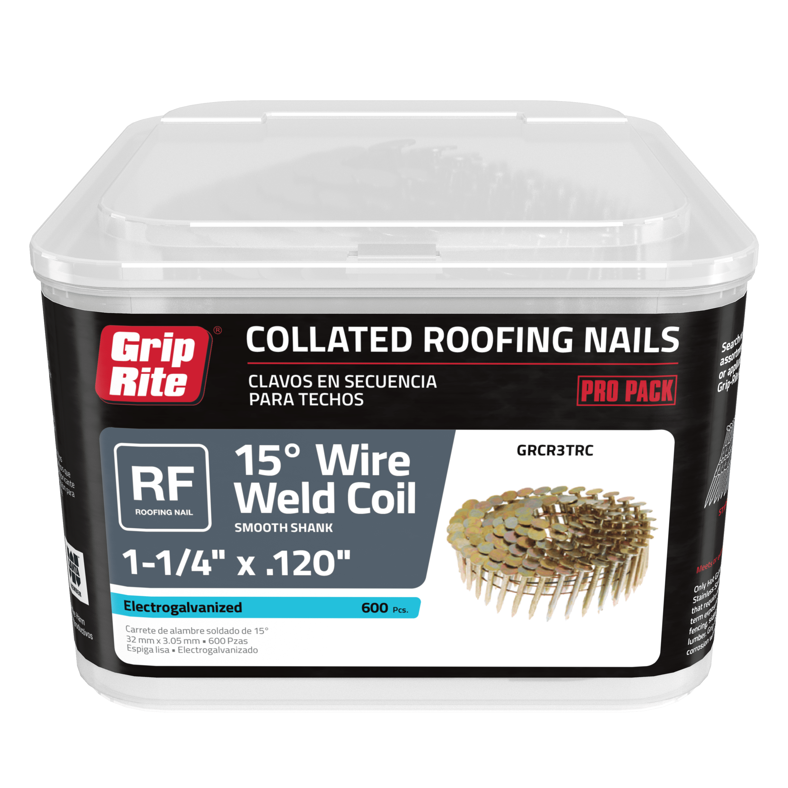 Grip-Rite 1-1/4" Coil Roofing Nail TRC Pack 600 CT - Walmart.com