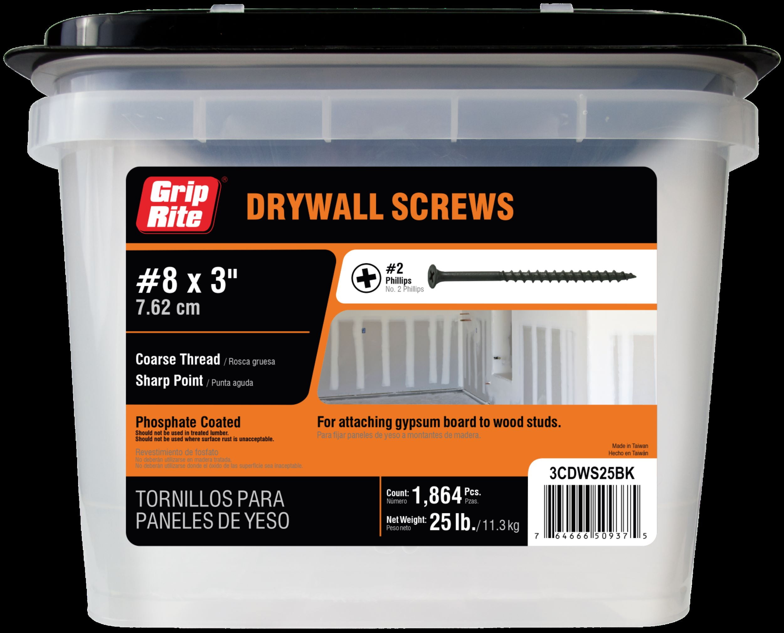 Grip-Rite #8 x 3 in. Philips Bugle-Head Coarse Thread Sharp Point ...