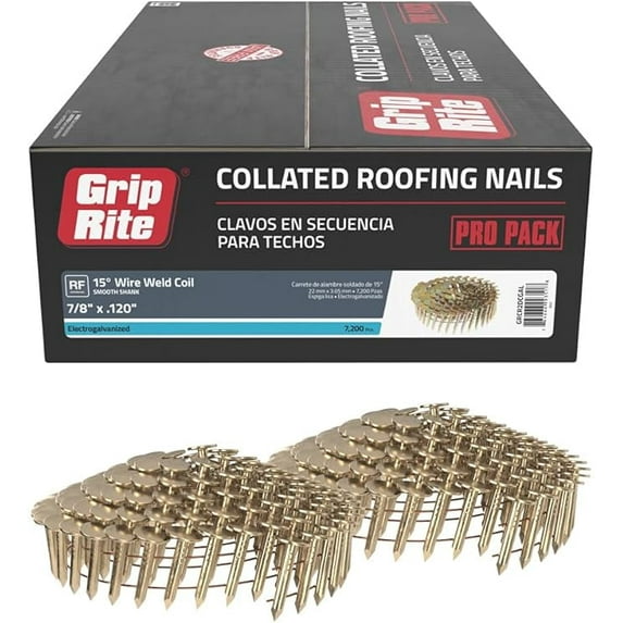 Grip-Rite GRCR2DCGAL Coil Roofing Nail, Steel, Electro Galvanized ...